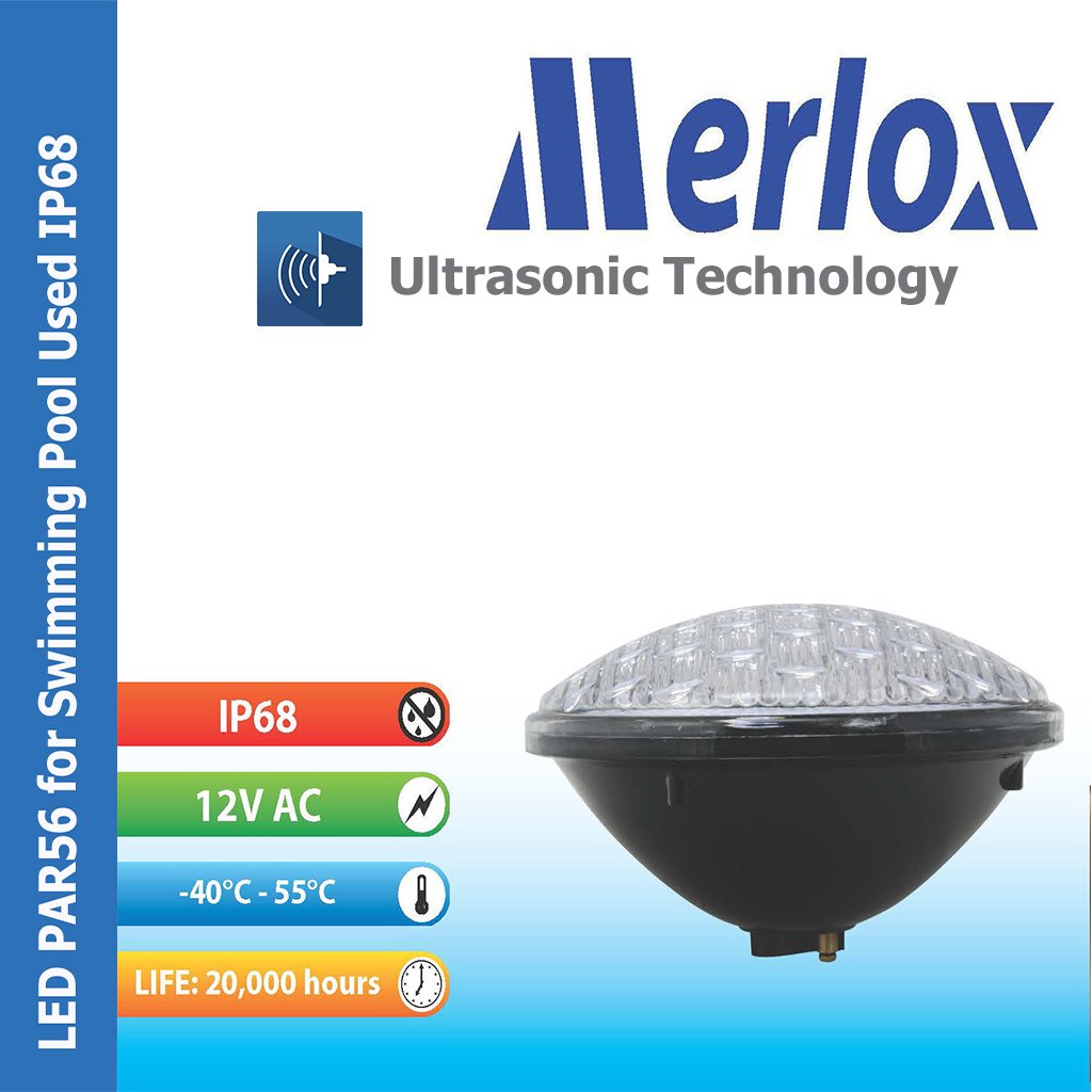 หลอดไฟสระน้ำ LED PAR56 12V 12W 1100LM 6500K 120° Merlox - merloxlight