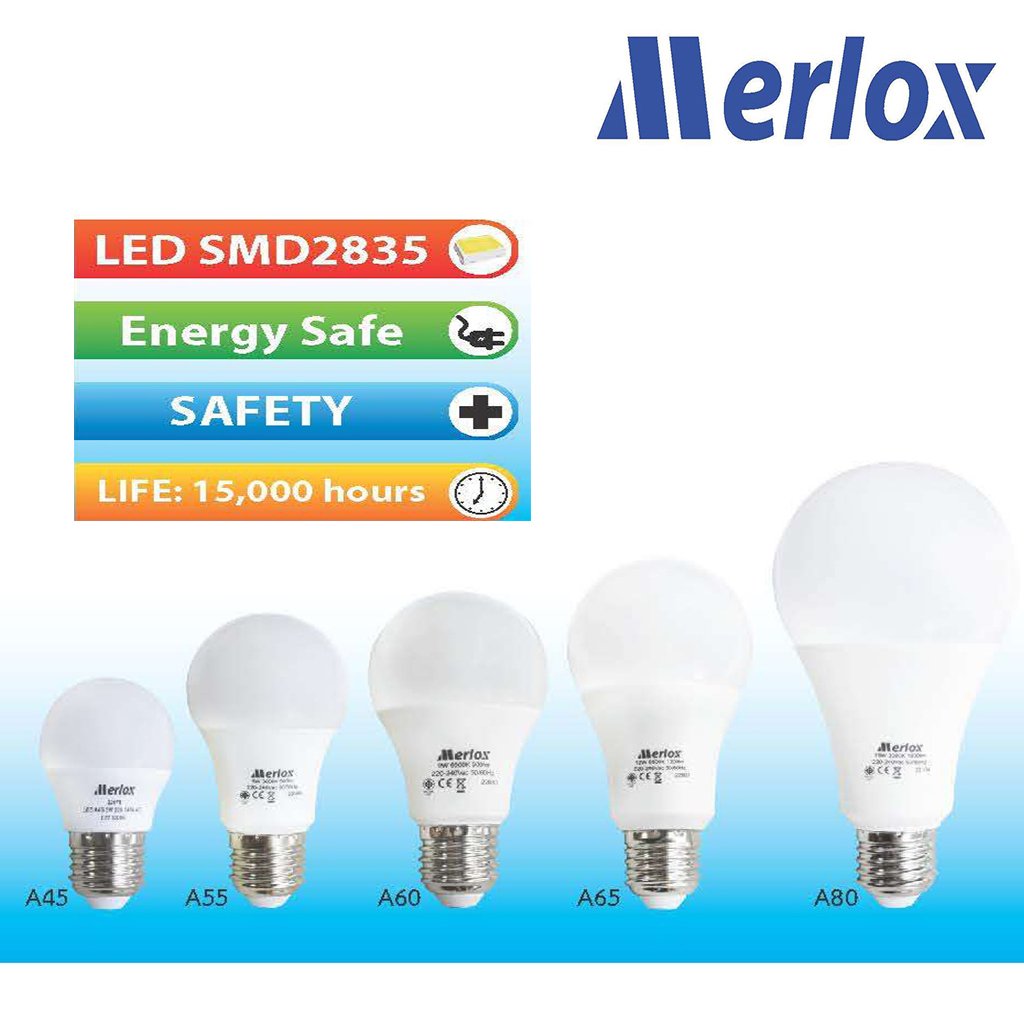 หลอดไฟ LED A80 15W 1350LM 6500K 270° E27 Merlox - merloxlight