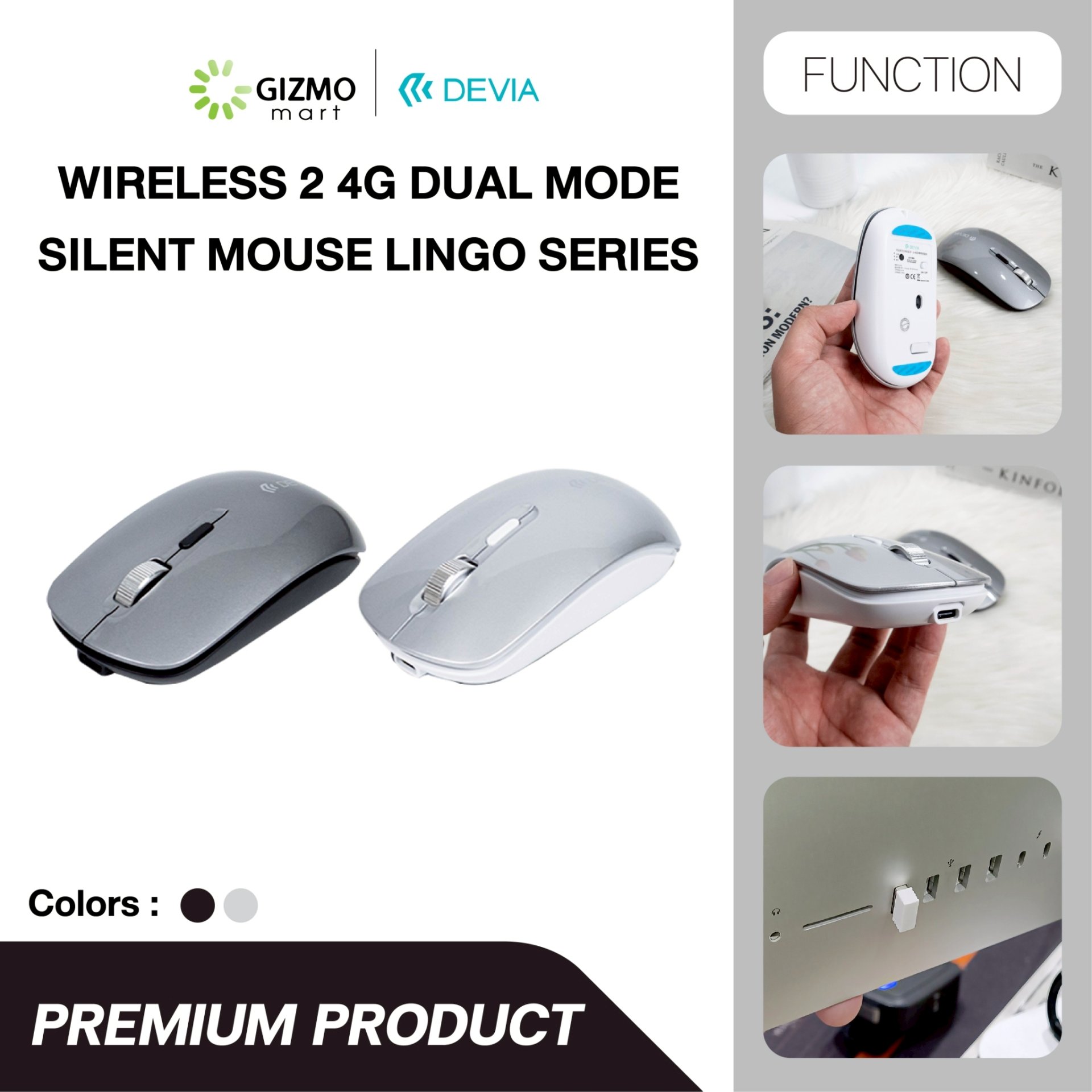 เมาส์ไร้สาย Devia Lingo Dual Mode Silent Mouse รุ่น EL245
