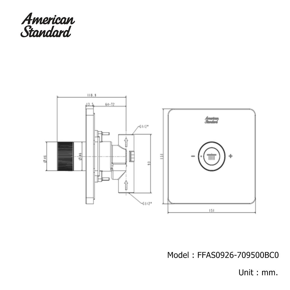 FFAS0926-709500BC0 ตัวปรับระดับน้ำสำหรับฝักบัวก้านแข็ง - bangkokceramic