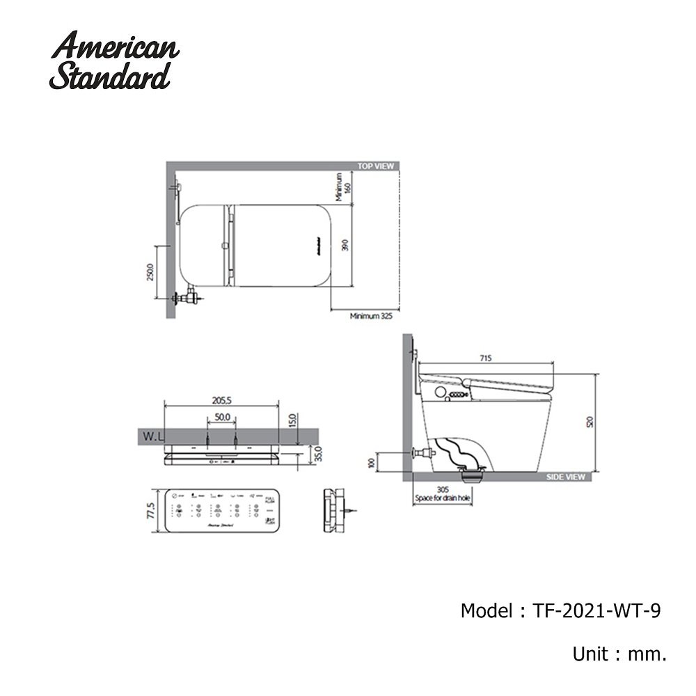 TF-2021-WT-9 สุขภัณฑ์อัตโนมัติชิ้นเดียว ใช้น้ำ 4/6 L รุ่น PLAT (ฝาเปิด-ปิดอัตโนมัติ + เพลง ...
