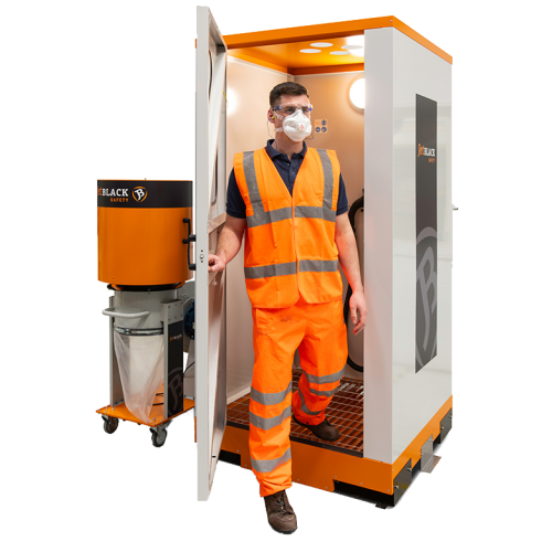 Self-contained, semi-automatic, hands-free dedusting system - mplustech