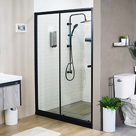 SLIDE DOOR + SHOWER EDGE (BLACK) - wspbath