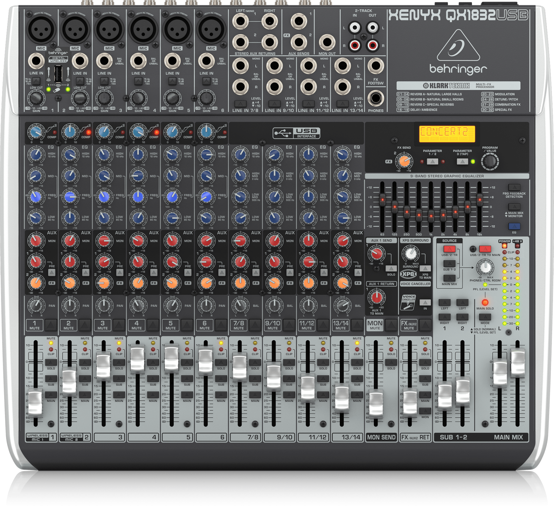 Behringer XENYX QX1832USB 18-Input 3/2-Bus Mixer and USB/Audio Interface