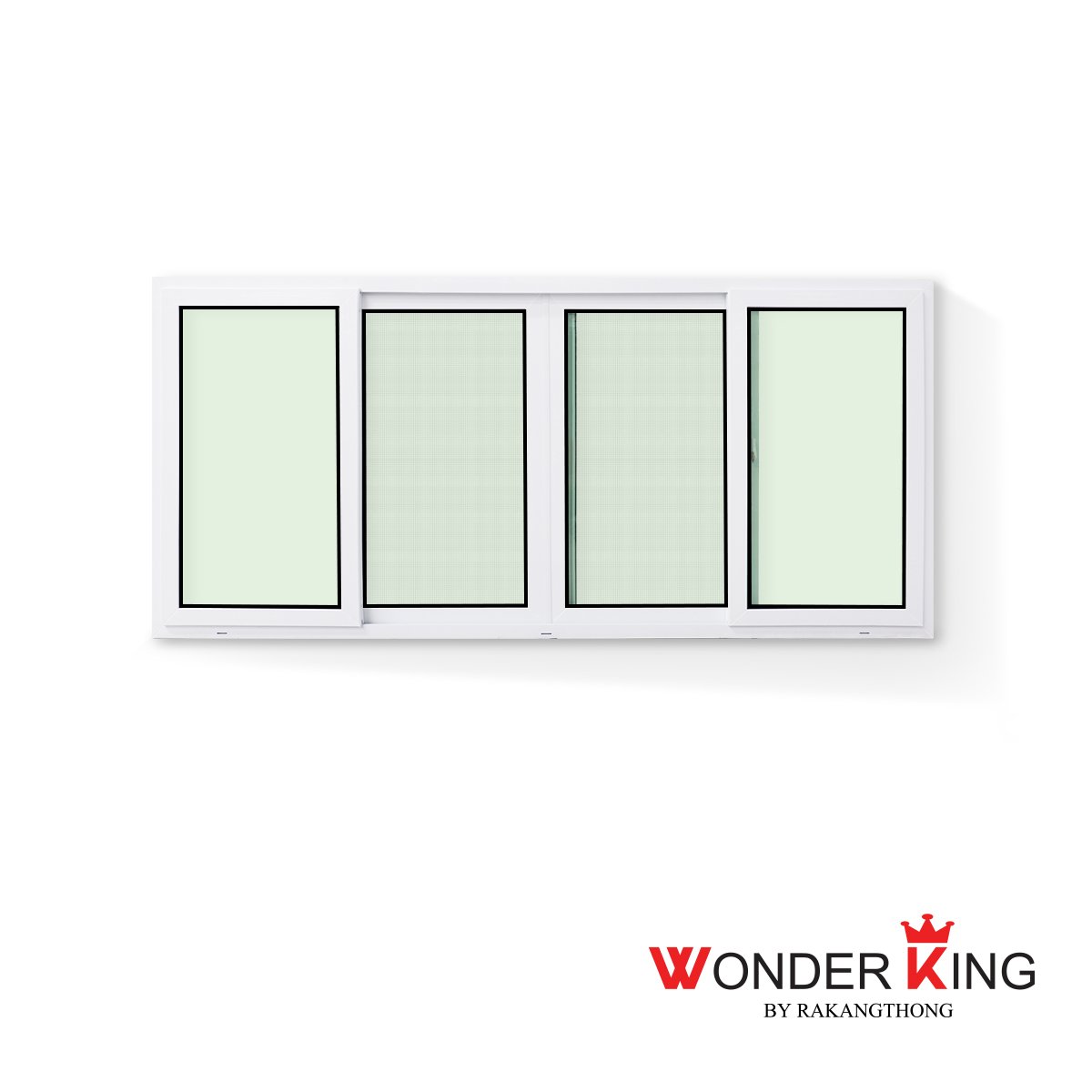 White UPVC Sliding Window 4 Windows Wonderking - rakangthonggroup