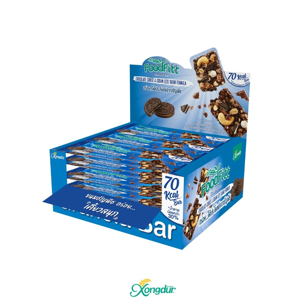 FoodFitt Granola Bar Chocolate Cookie & Cream Less Sugar Formula - xongdur