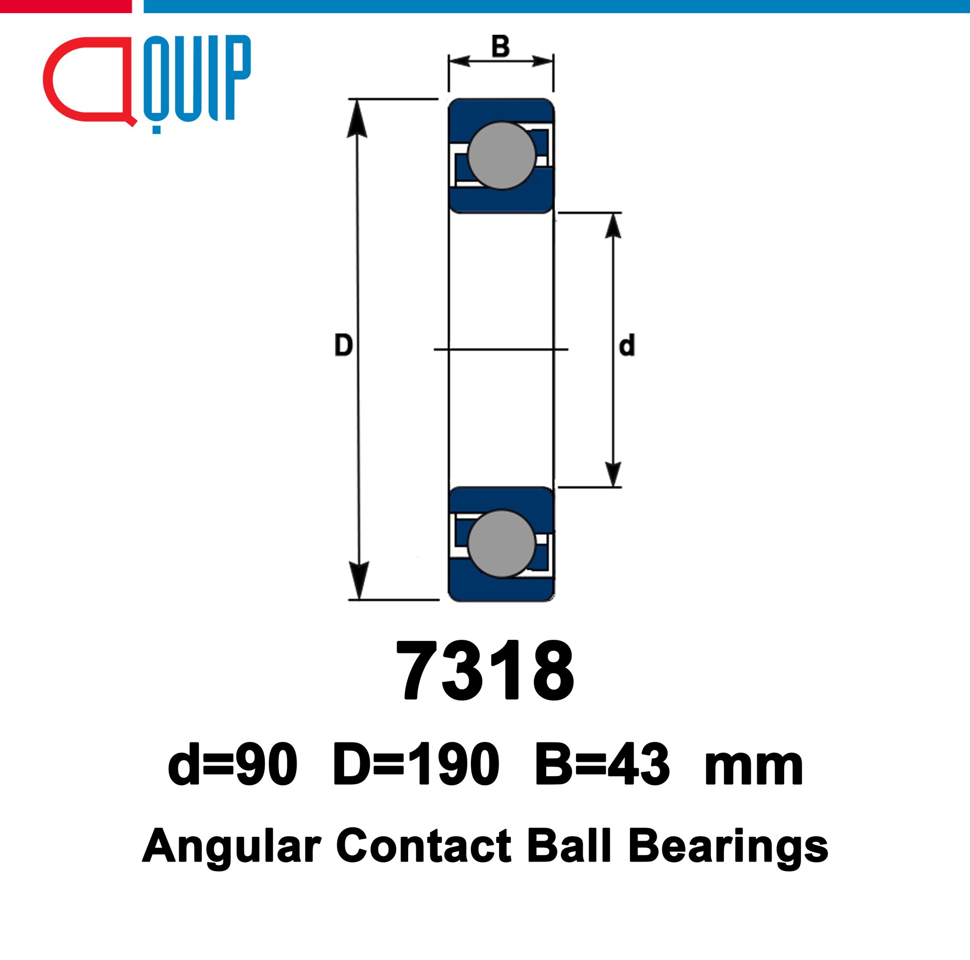7318 UBC Angular Contact Ball Bearing ตลับลูกปืนเม็ดกลมสัมผัสเชิงมุม ...