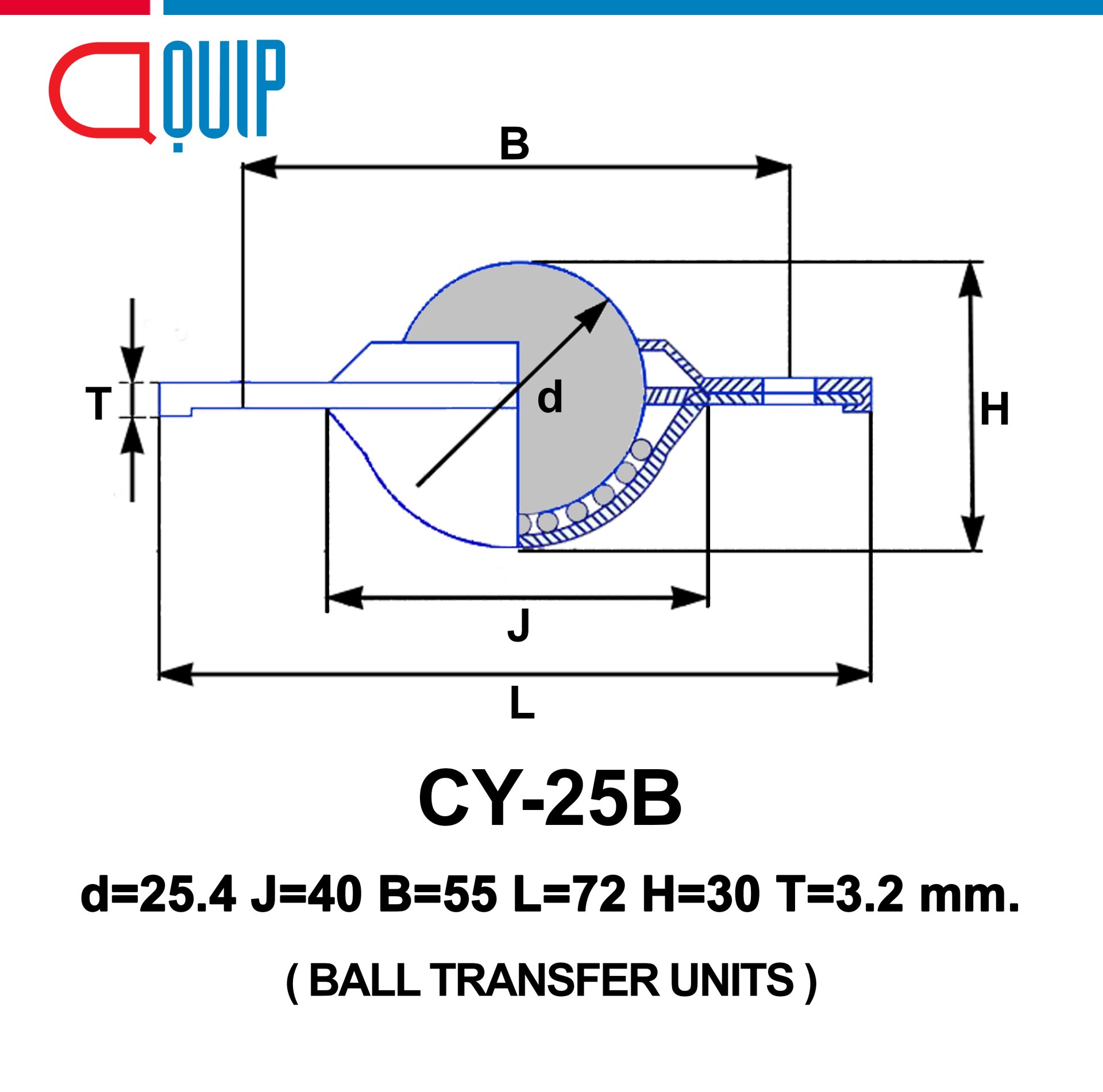 CY-25B Ball Transfer Units ( flang fixing units ) ขนาด 25.4 mm. - aquipthai