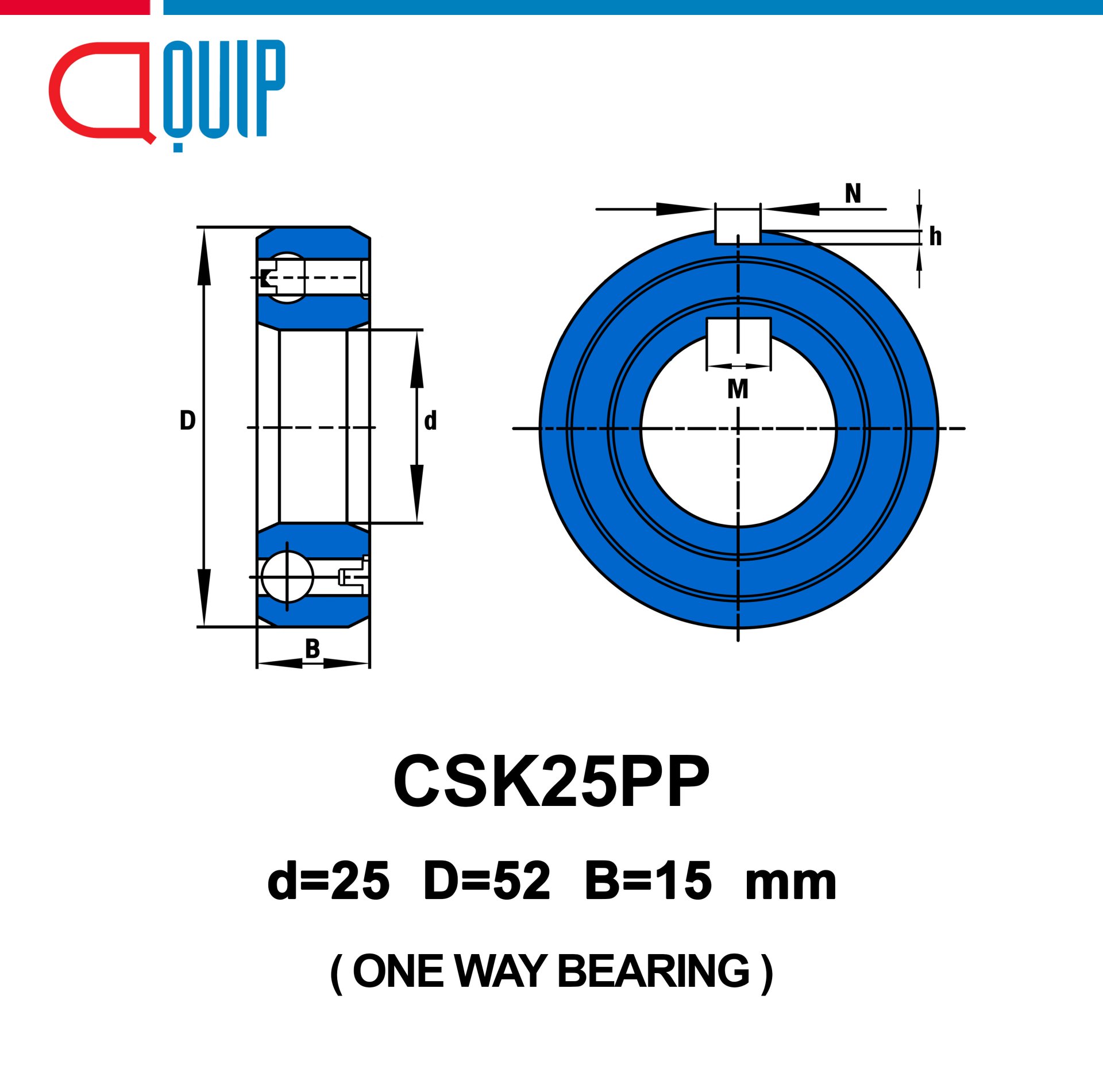 CSK25PP (CSK25) ONE WAY BEARING ตลับลูกปืนหมุนทางเดียว - aquipthai