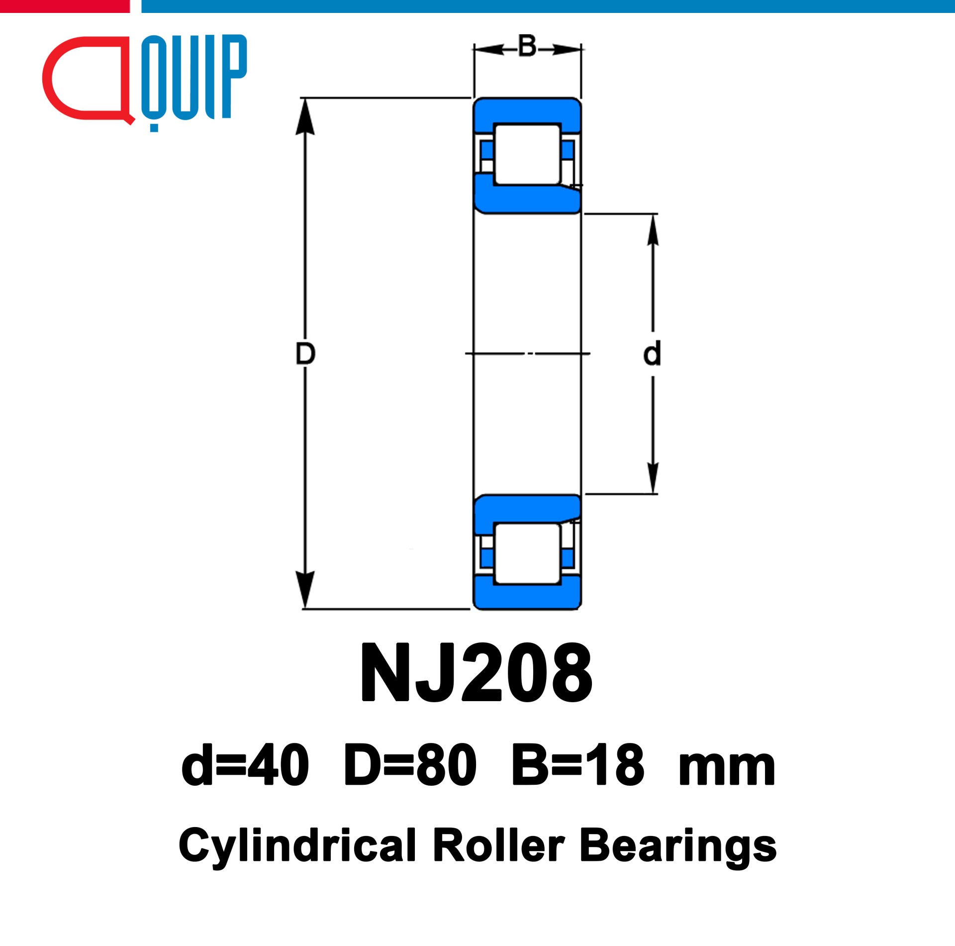 NJ208 UBC (NJ208EM) Cylindrical Roller Bearings ตลับลูกปืนเม็ดทรงกระบอก ...