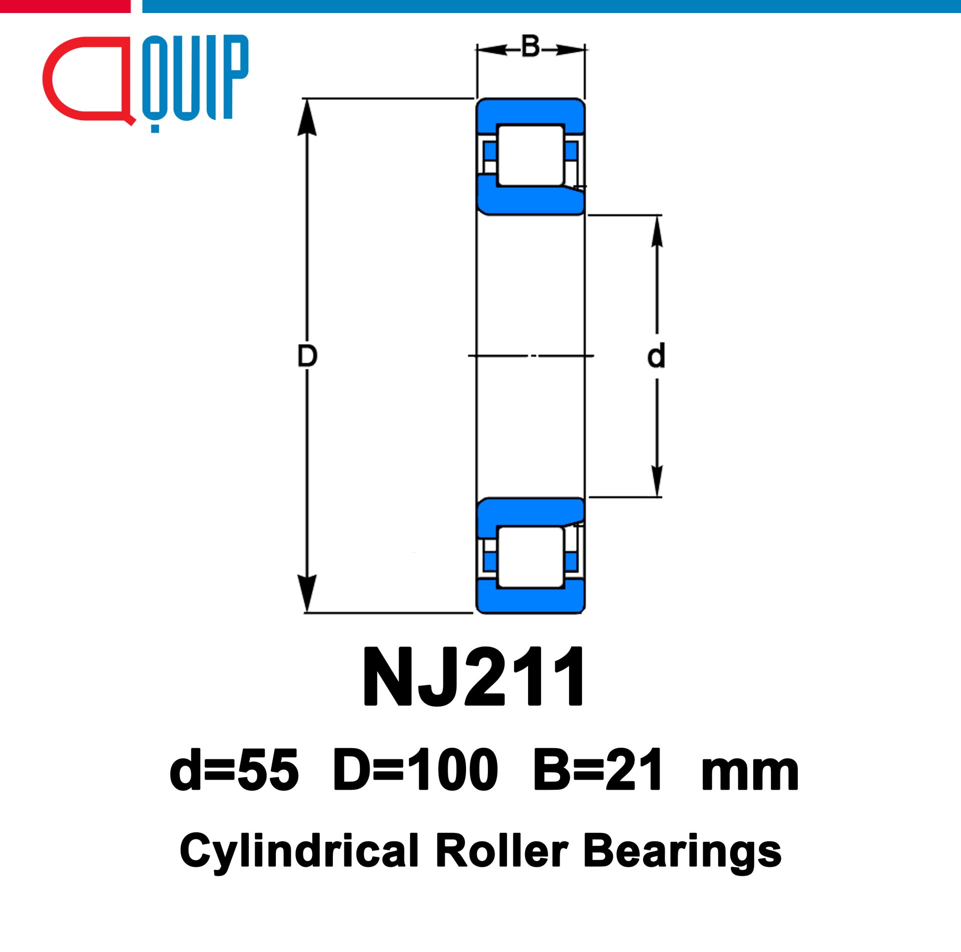 NJ211 UBC (NJ211EM) Cylindrical Roller Bearings ตลับลูกปืนเม็ดทรงกระบอก ...
