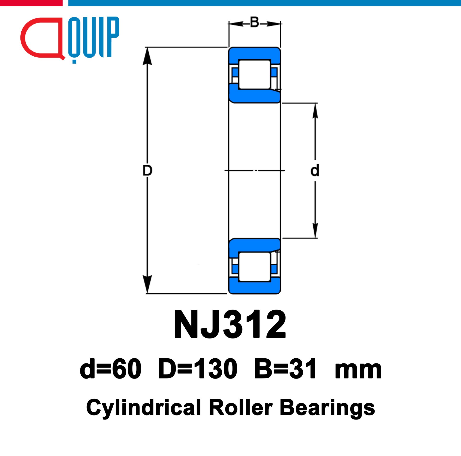 NJ312 UBC (NJ312EM) Cylindrical Roller Bearings ตลับลูกปืนเม็ดทรงกระบอก ...