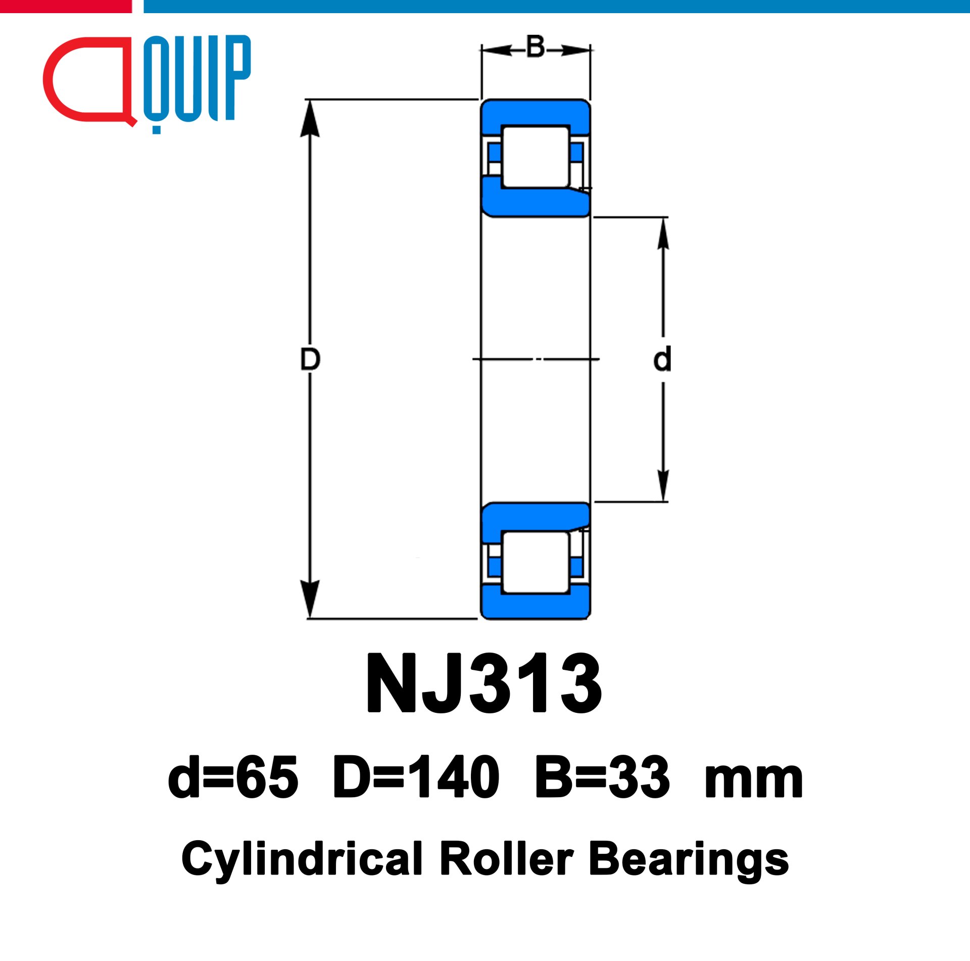 NJ313 UBC (NJ313EM) Cylindrical Roller Bearings ตลับลูกปืนเม็ดทรงกระบอก ...