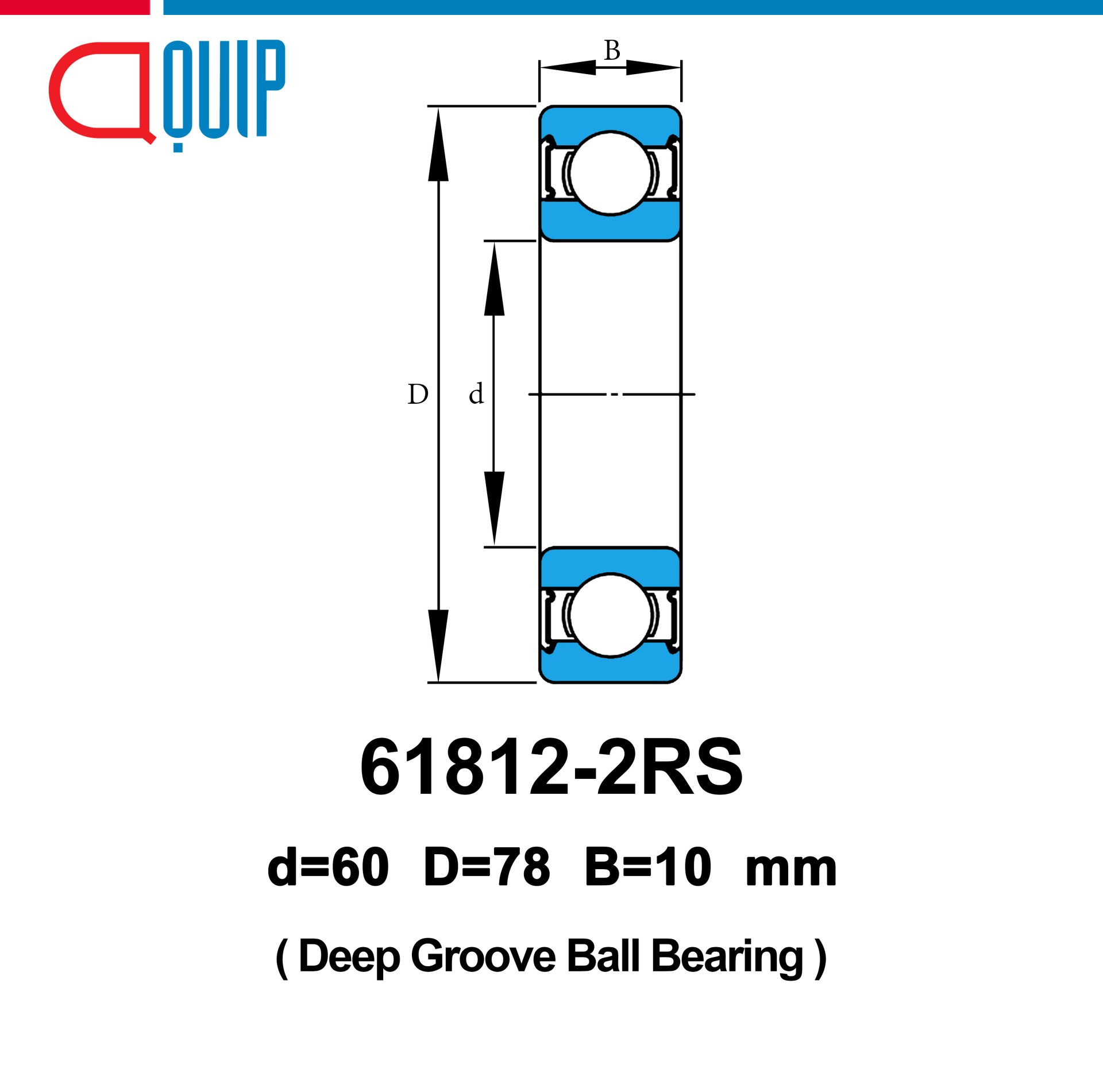 61812-2RS UBC Deep Groove Ball Bearing Seal Type ขนาด 60x78x10 mm ...