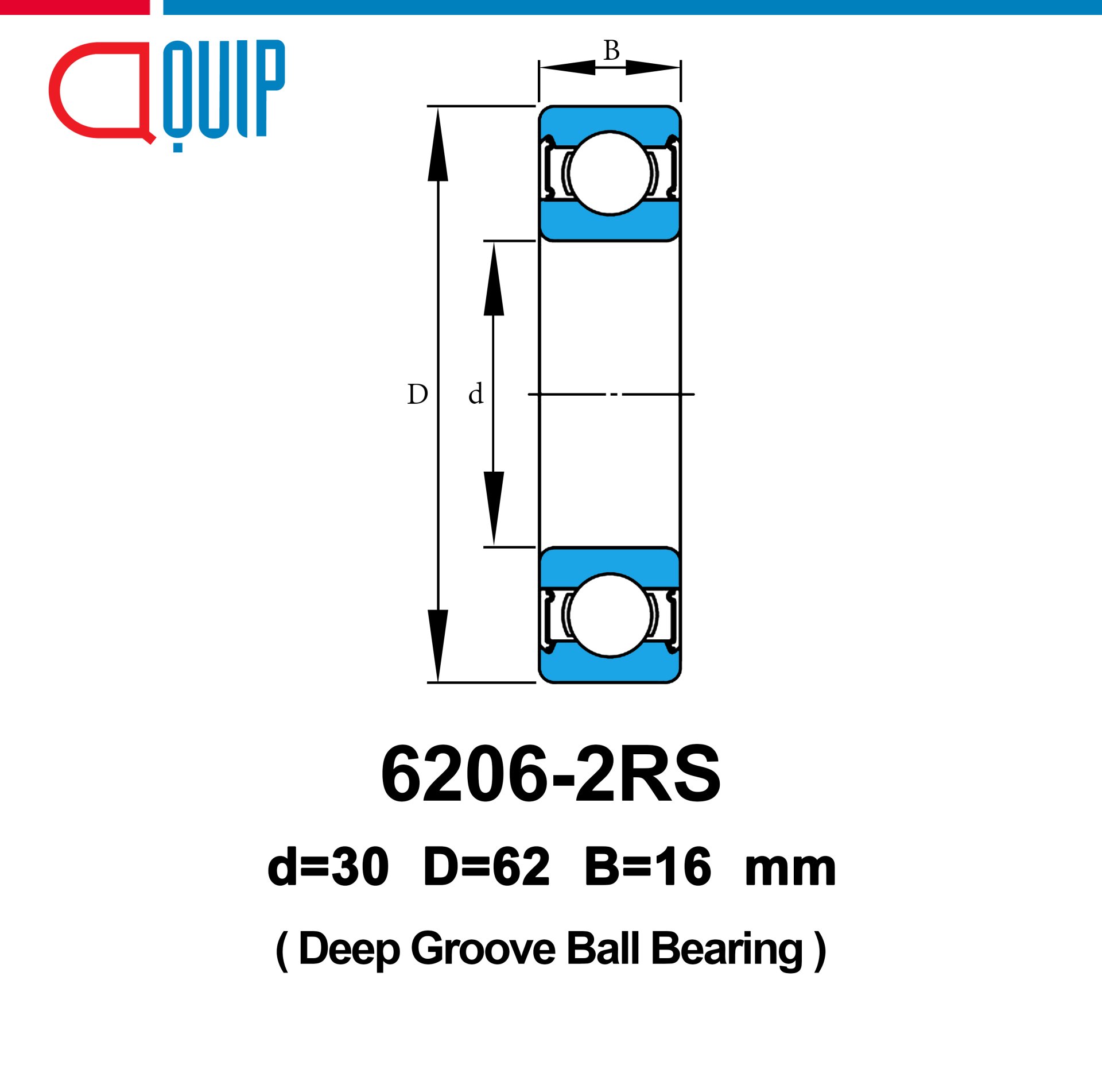 6206-2RS UBC Deep Groove Ball Bearings Seal Type ตลับลูกปืนเม็ดกลม ขนาด ...