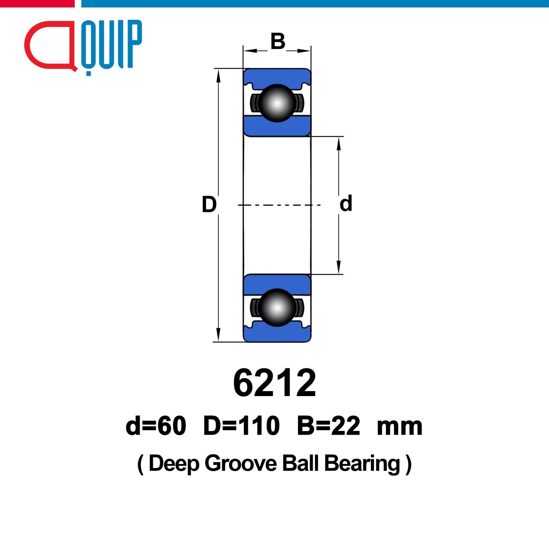 6212 SKF Deep Groove Ball Bearing OPEN ขนาด 60x110x22 mm. - aquipthai