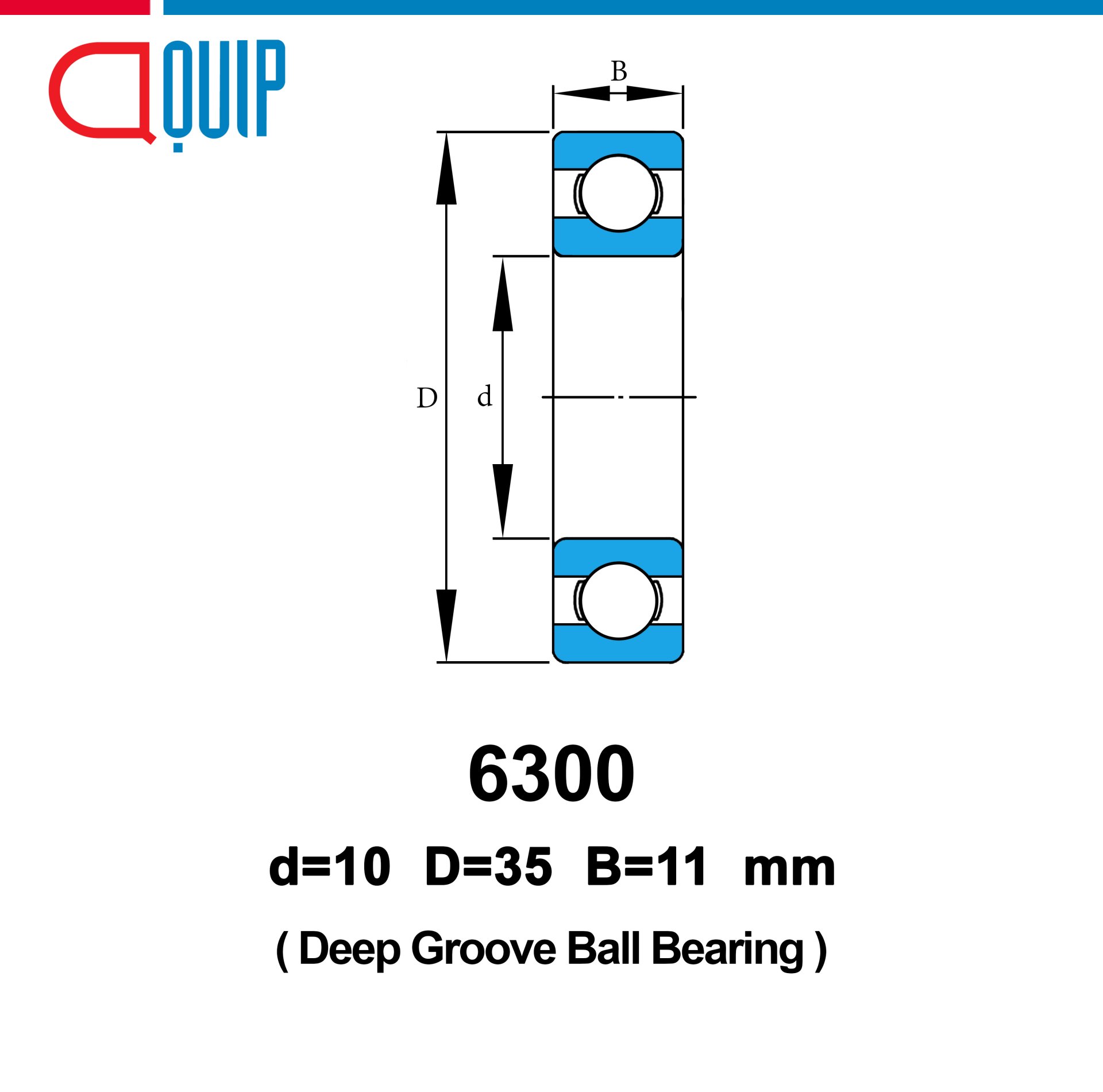 6300 SBC Deep Groove Ball Bearing OPEN ขนาด 10x35x11 mm. - aquipthai