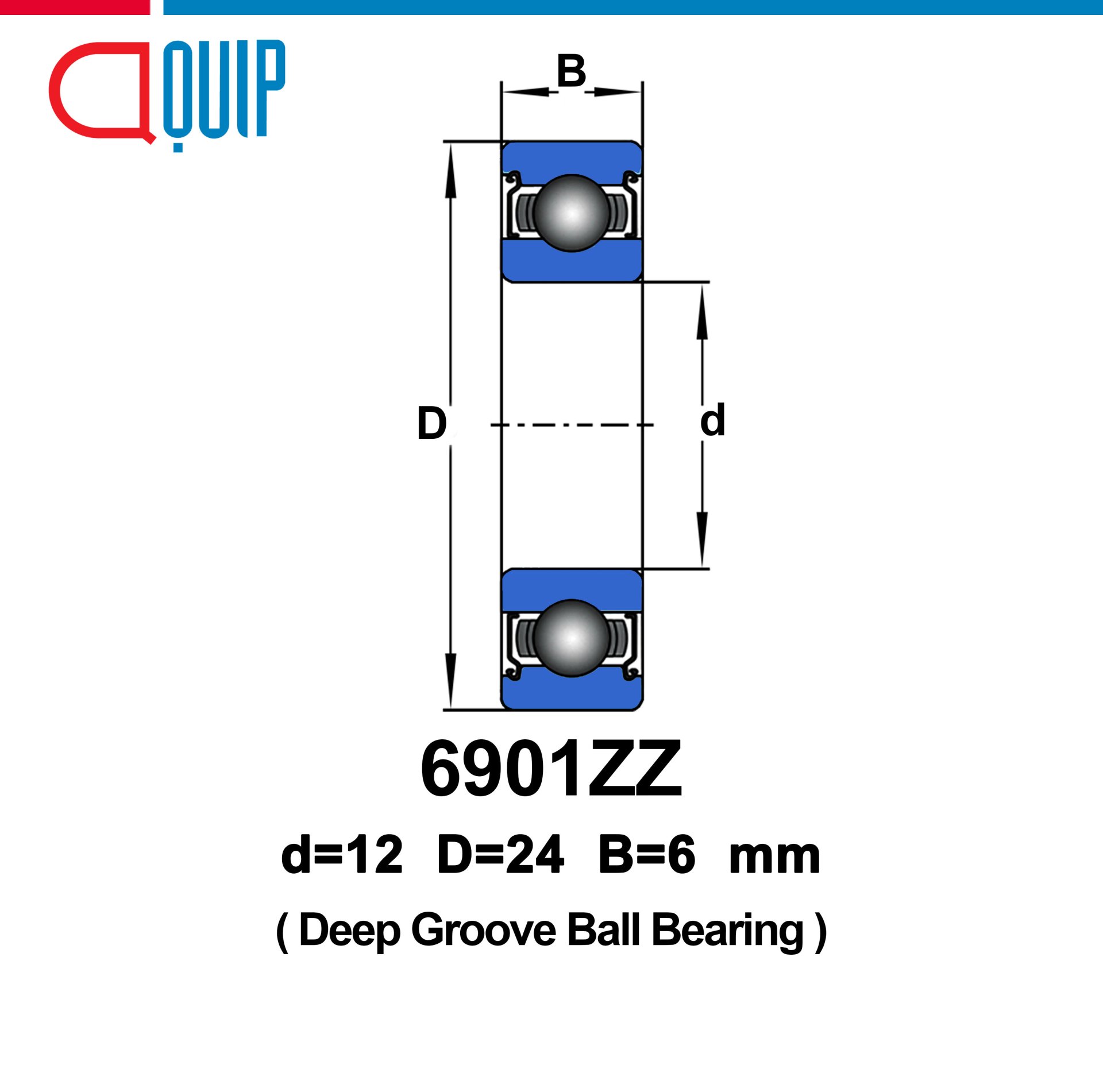 6901ZZ ตลับลูกปืน เม็ดกลม ฝาเหล็ก Deep Groove Ball Bearings Shield Type ...