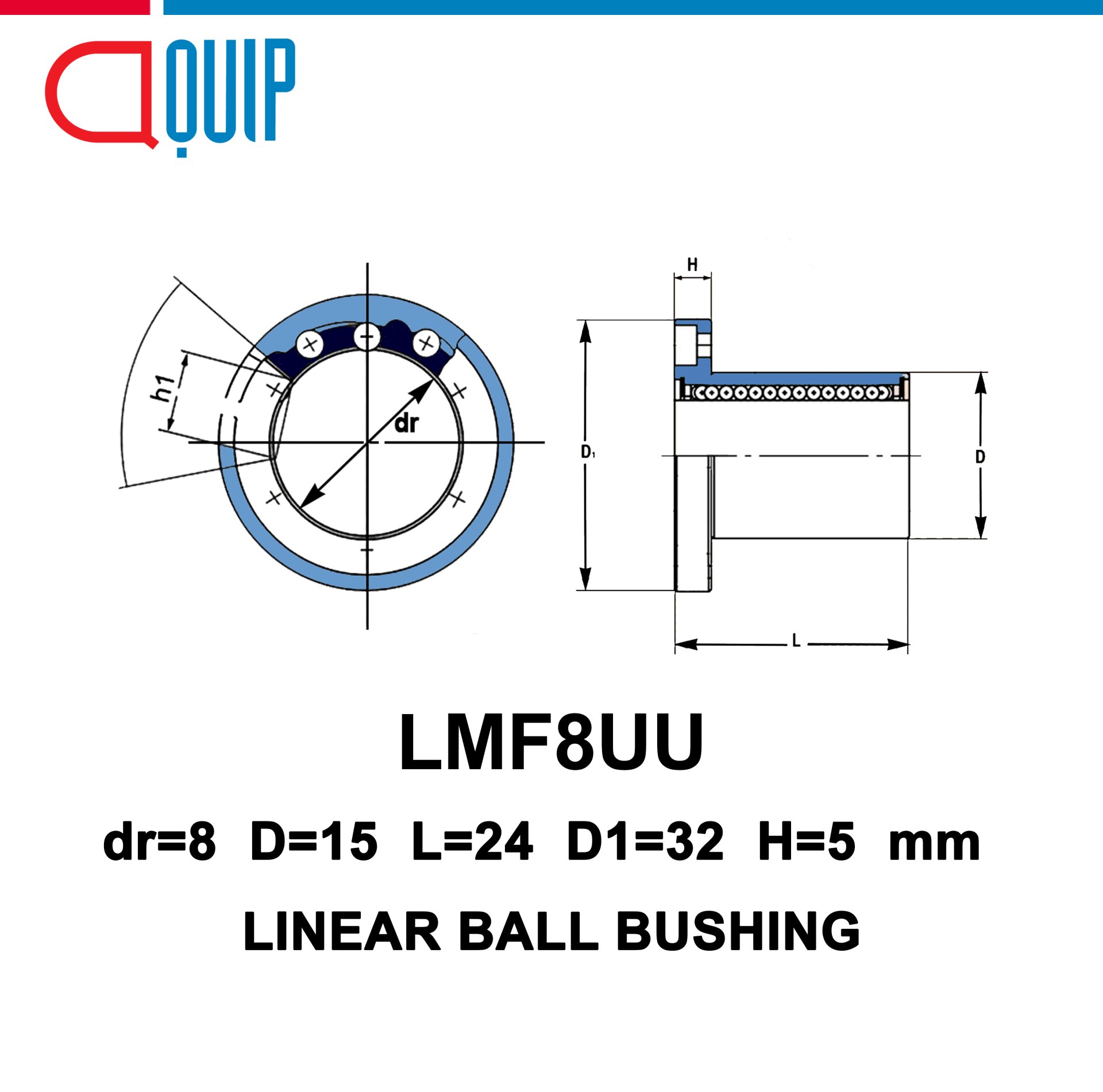 LMF8UU LINEAR BALL BUSHING FLANGE LMF Type - aquipthai