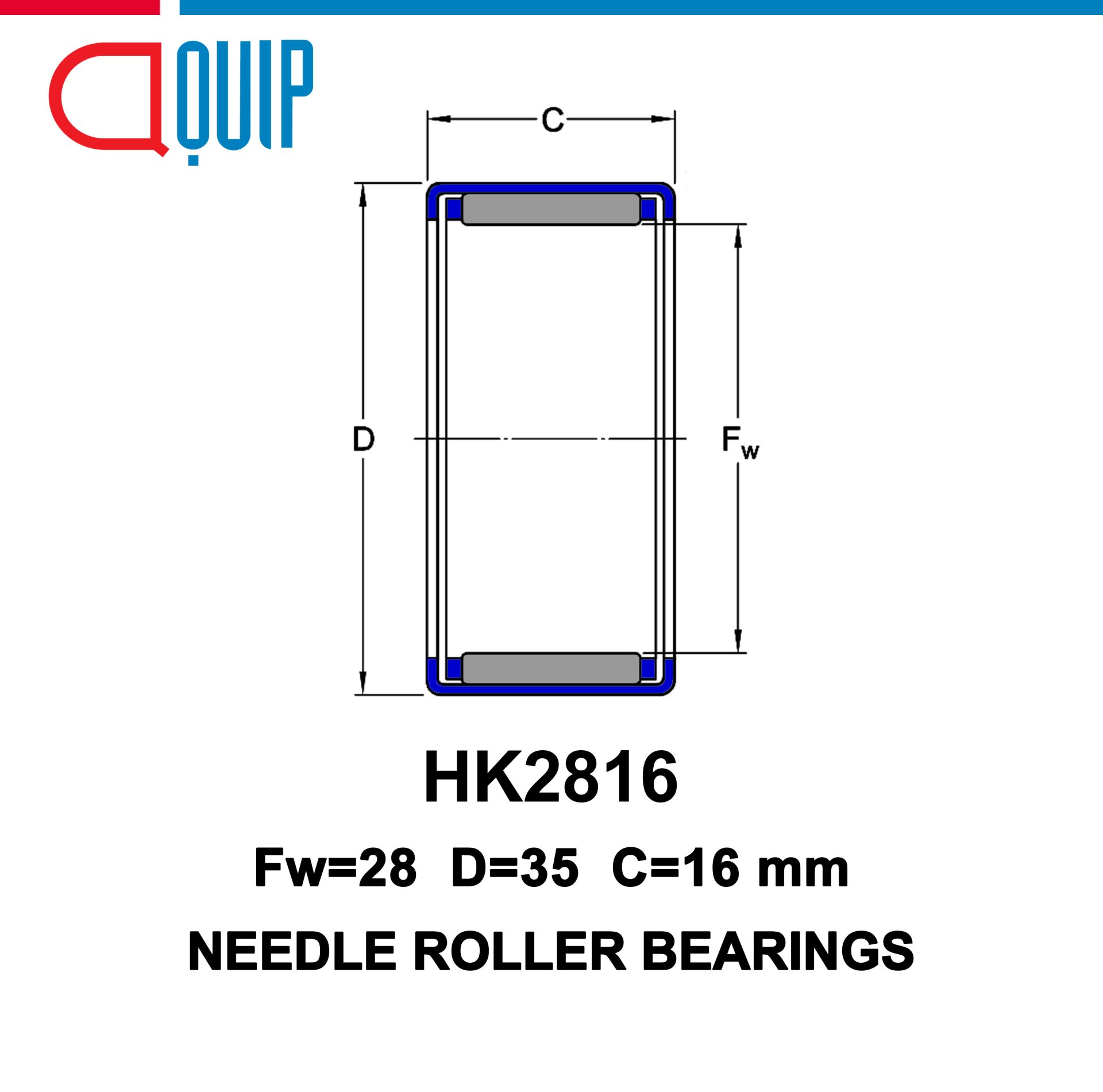 HK2816 UBC ตลับลูกปืนเม็ดเข็ม NEEDLE ROLLER BEARINGS - aquipthai