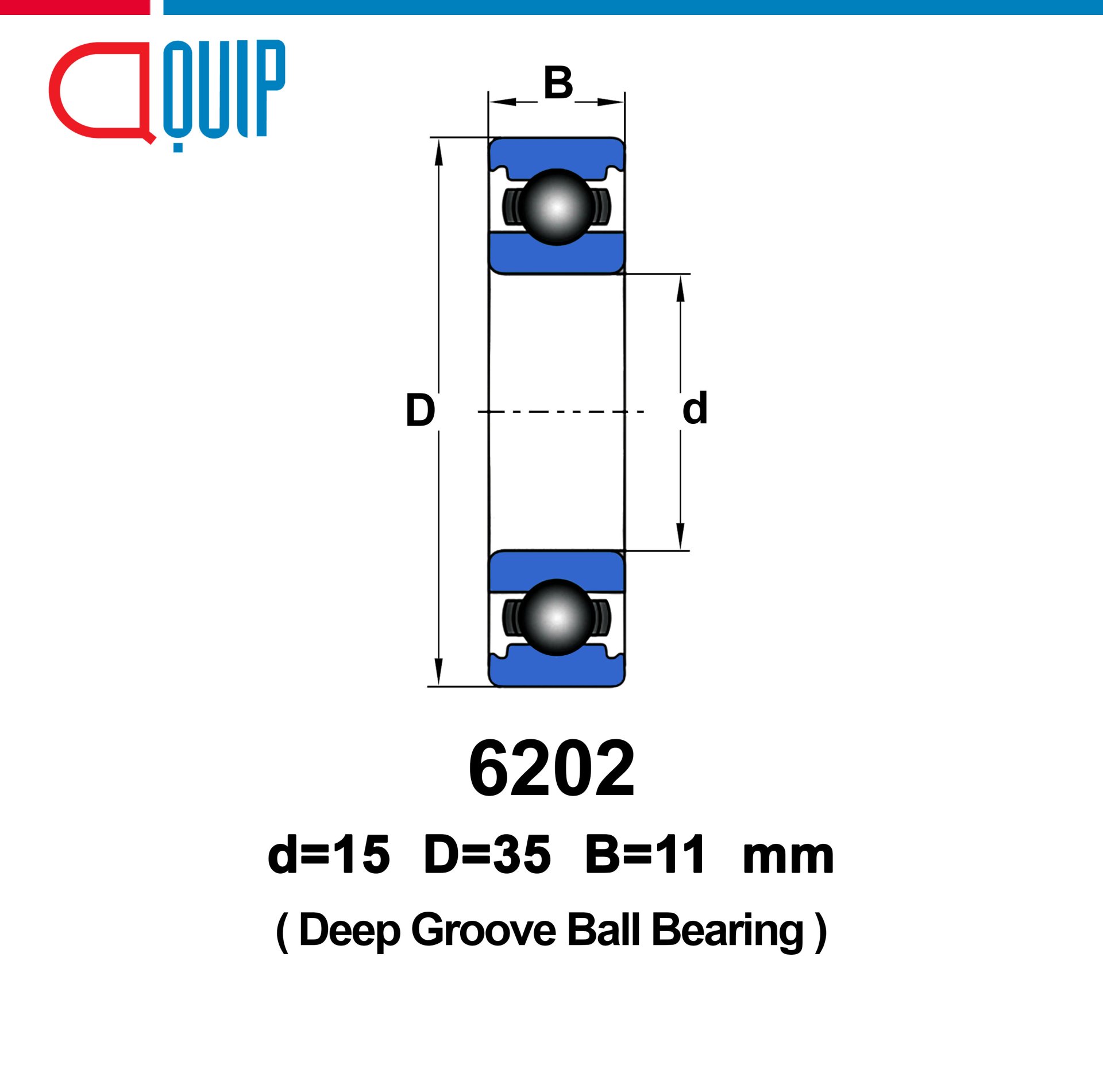 6202 NSK Deep Groove Ball Bearing OPEN ขนาด 15x35x11 mm. - aquipthai