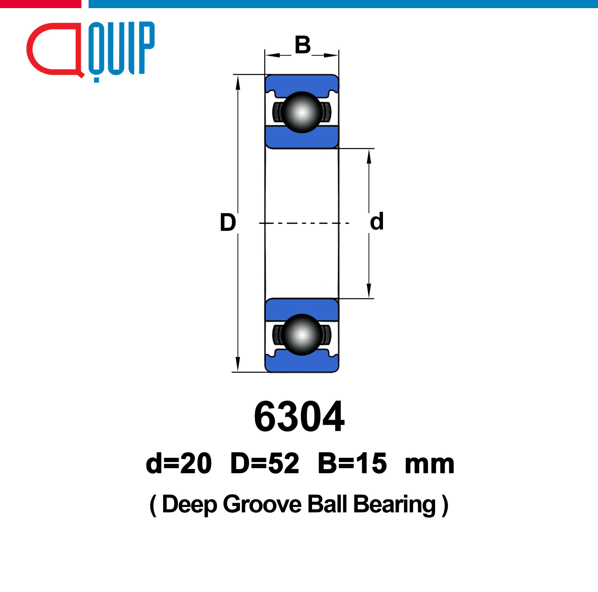 6304 NSK Deep Groove Ball Bearing OPEN ขนาด 20x52x15 mm. - aquipthai
