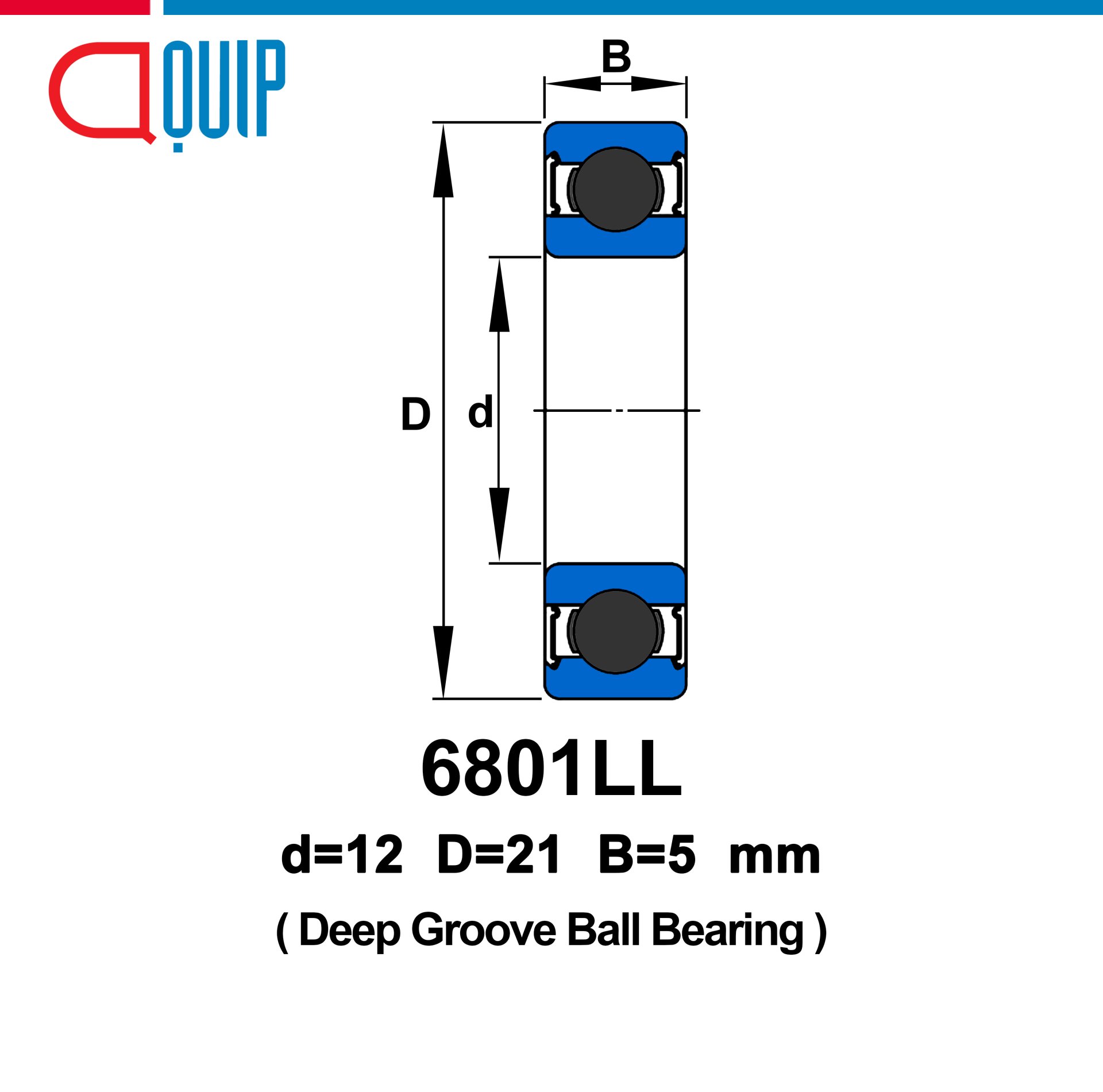 6801LL NTN Deep Groove Ball Bearing Seal Type ขนาด 12x21x5 mm. - aquipthai