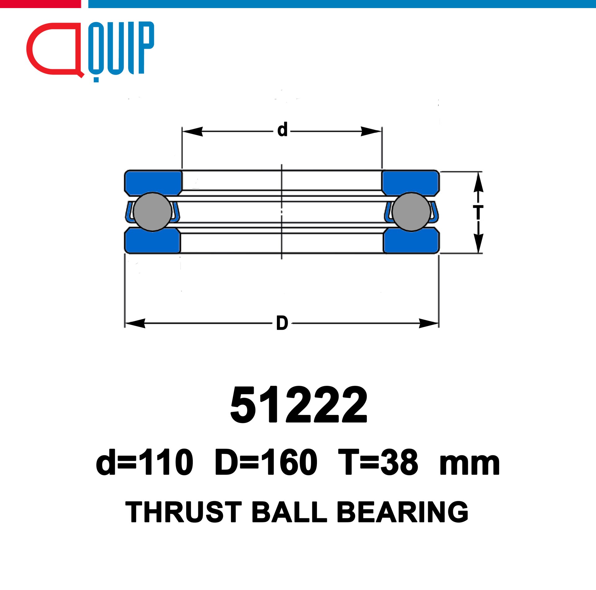 51222 UBC THRUST BALL BEARINGS ตลับลูกปืนกันรุน - aquipthai