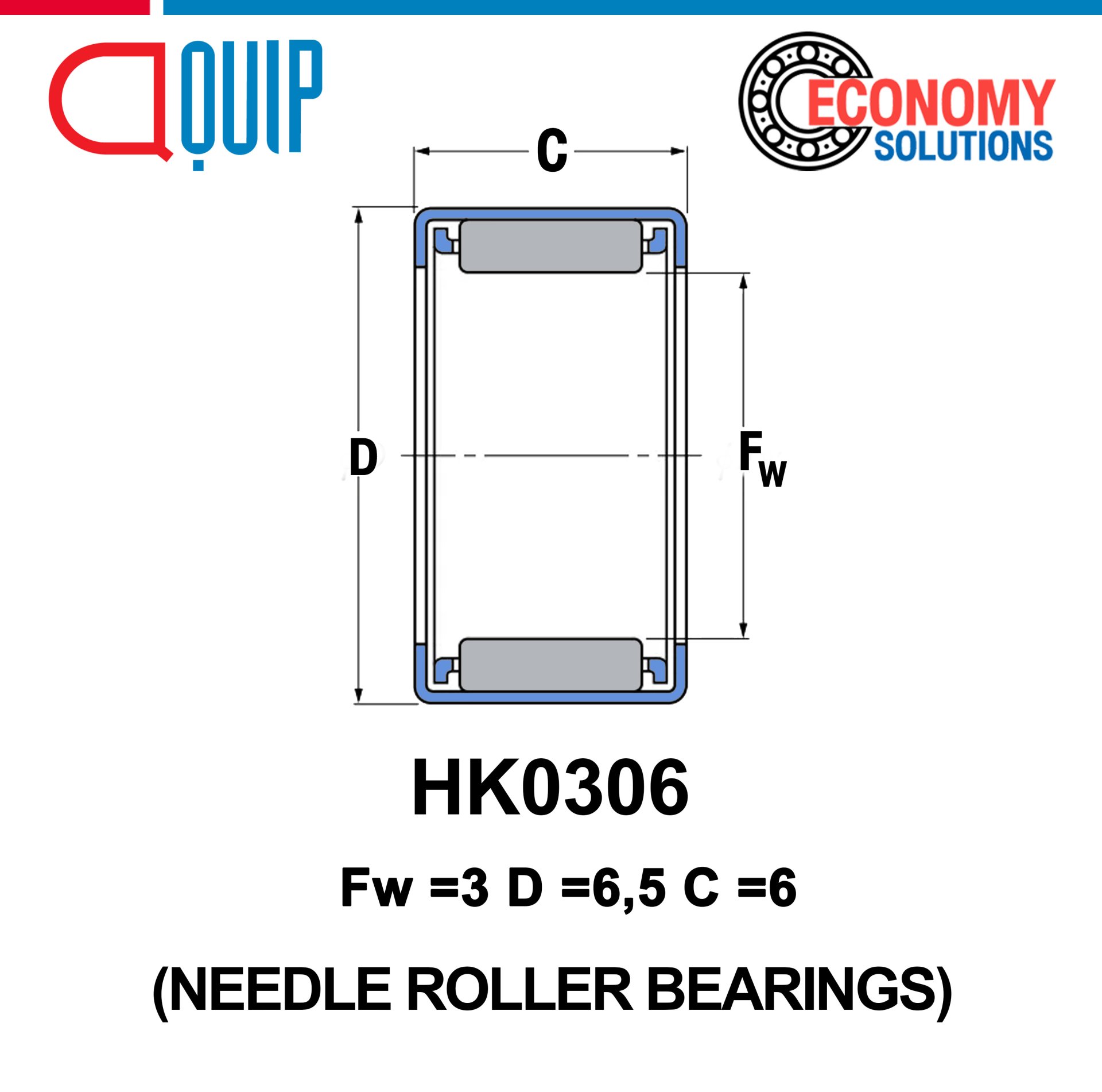 HK0306 ตลับลูกปืนเม็ดเข็ม แบริ่งเม็ดเข็ม HK 0306 needle ขนาดรูใน 3 มิล ...