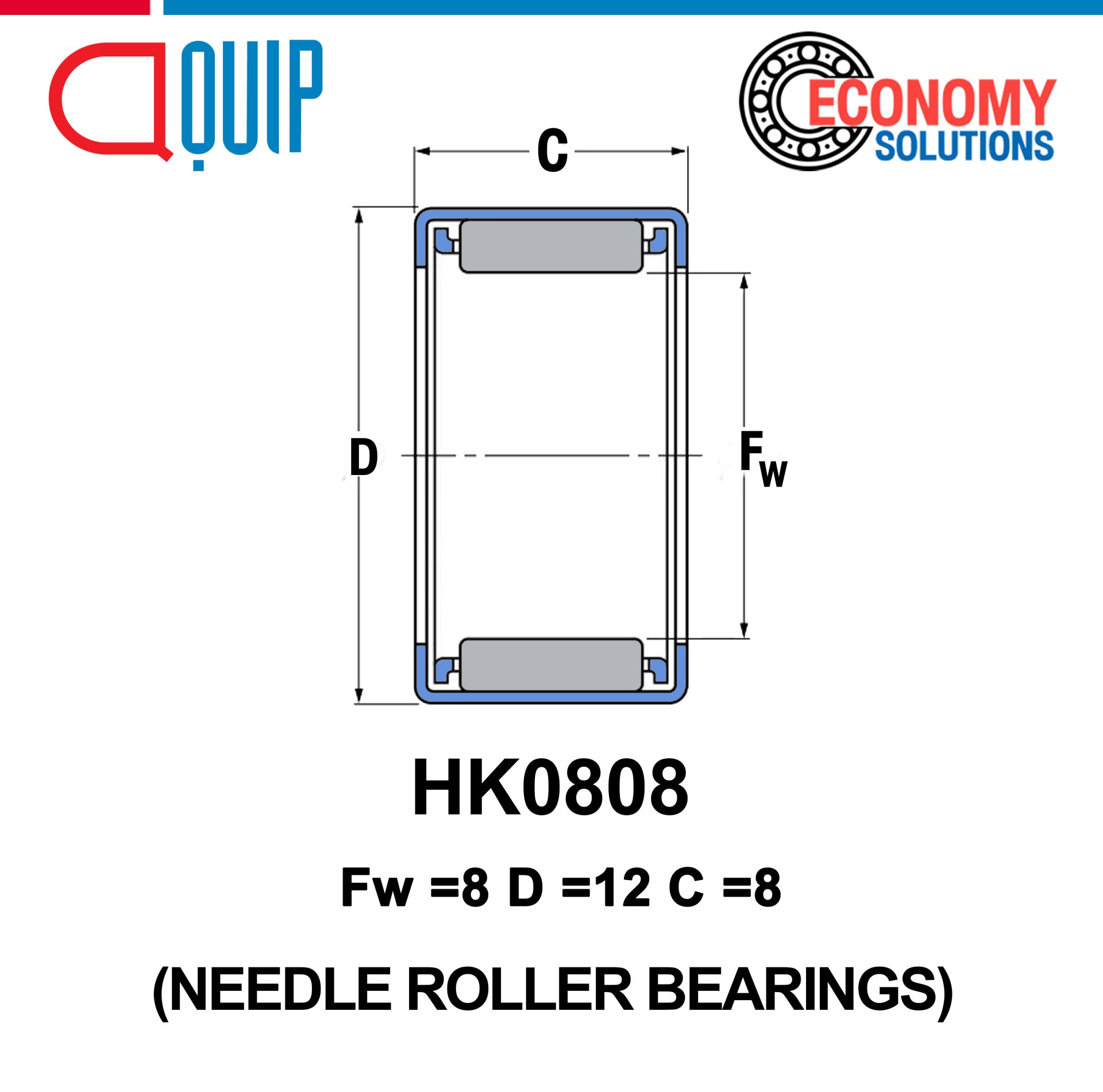 HK0808 ตลับลูกปืนเม็ดเข็ม แบริ่งเม็ดเข็ม HK 0808 needle ขนาดรูใน 8 มิล ...
