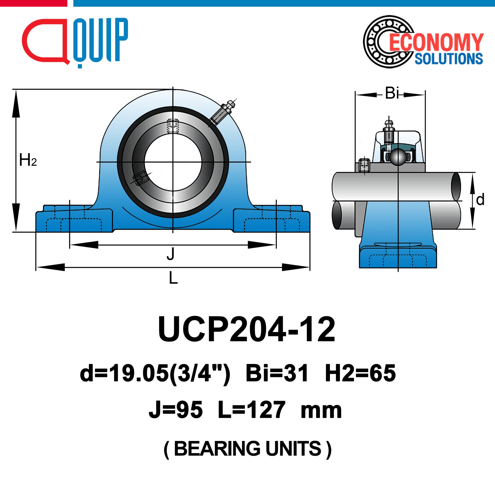 UCP204-12 ตลับลูกปืนตุ๊กตา สำหรับเพลา 3/4 นิ้ว BEARING UNITS UC+P / UCP ...
