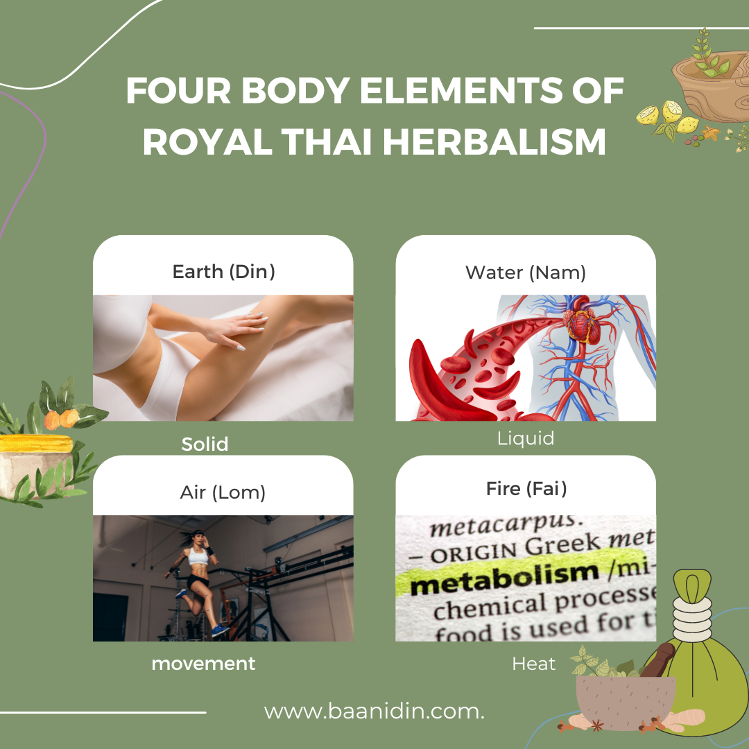 Four body elements of Royal Thai Herbalism - baanidin