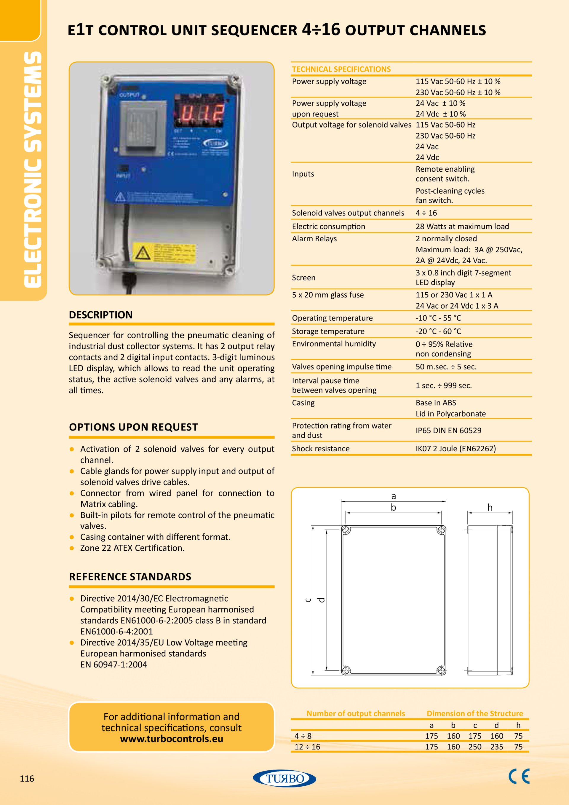 E1T control unit sequencer 4÷16 output channels - pneumaengineering