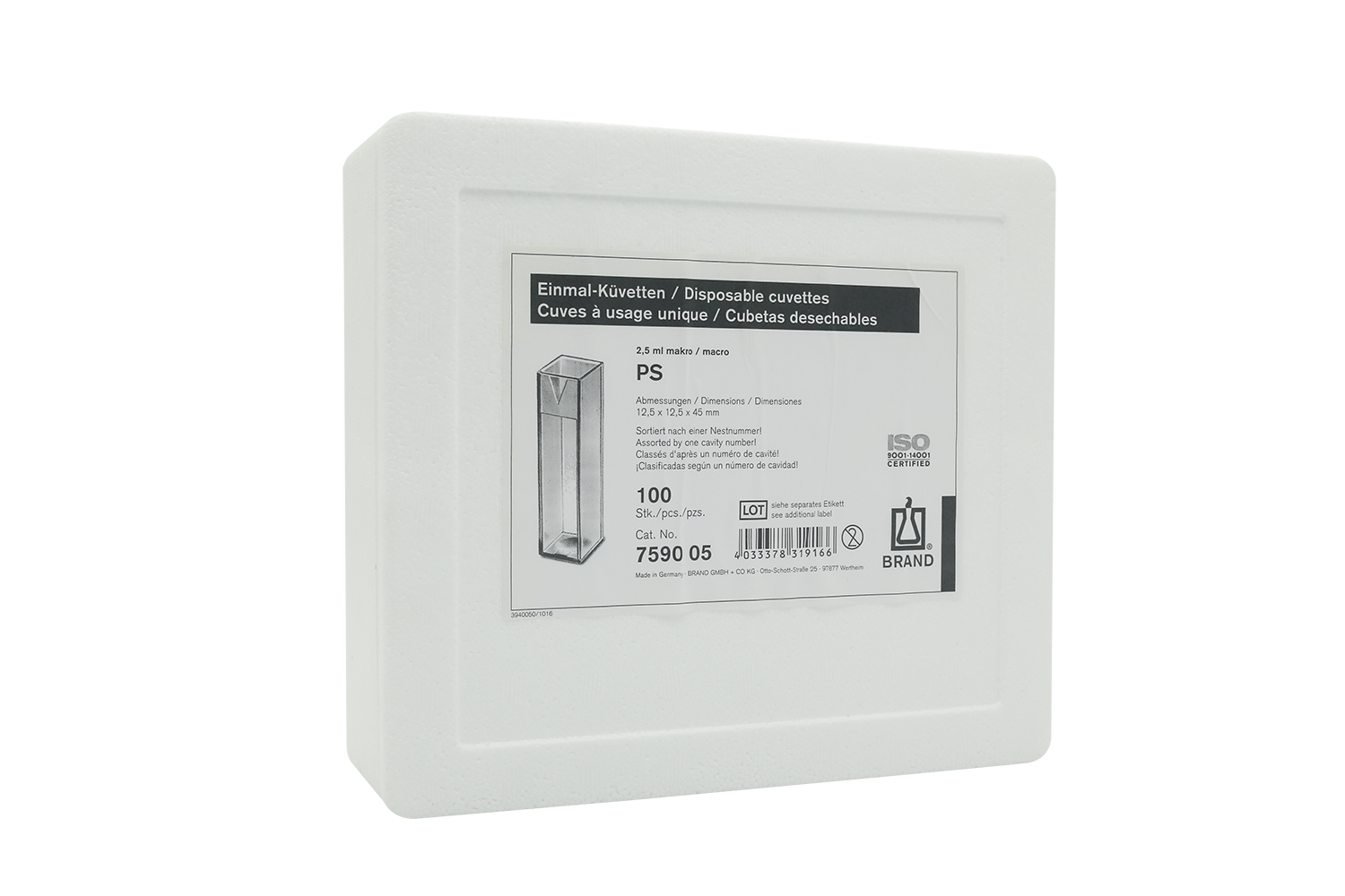 Macro-Cuvette PS. 2.5ml.(100/box), Brand