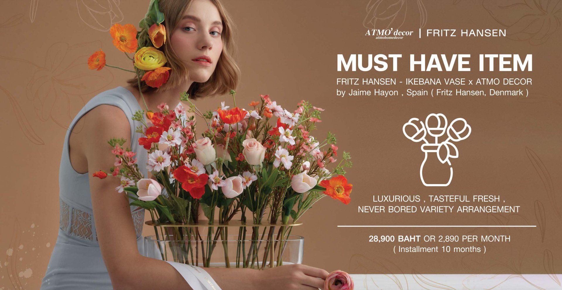 Atmo Decor - แจกันดอกไม้ประดิษฐ์พรีเมียมตกแต่งบ้านหรู