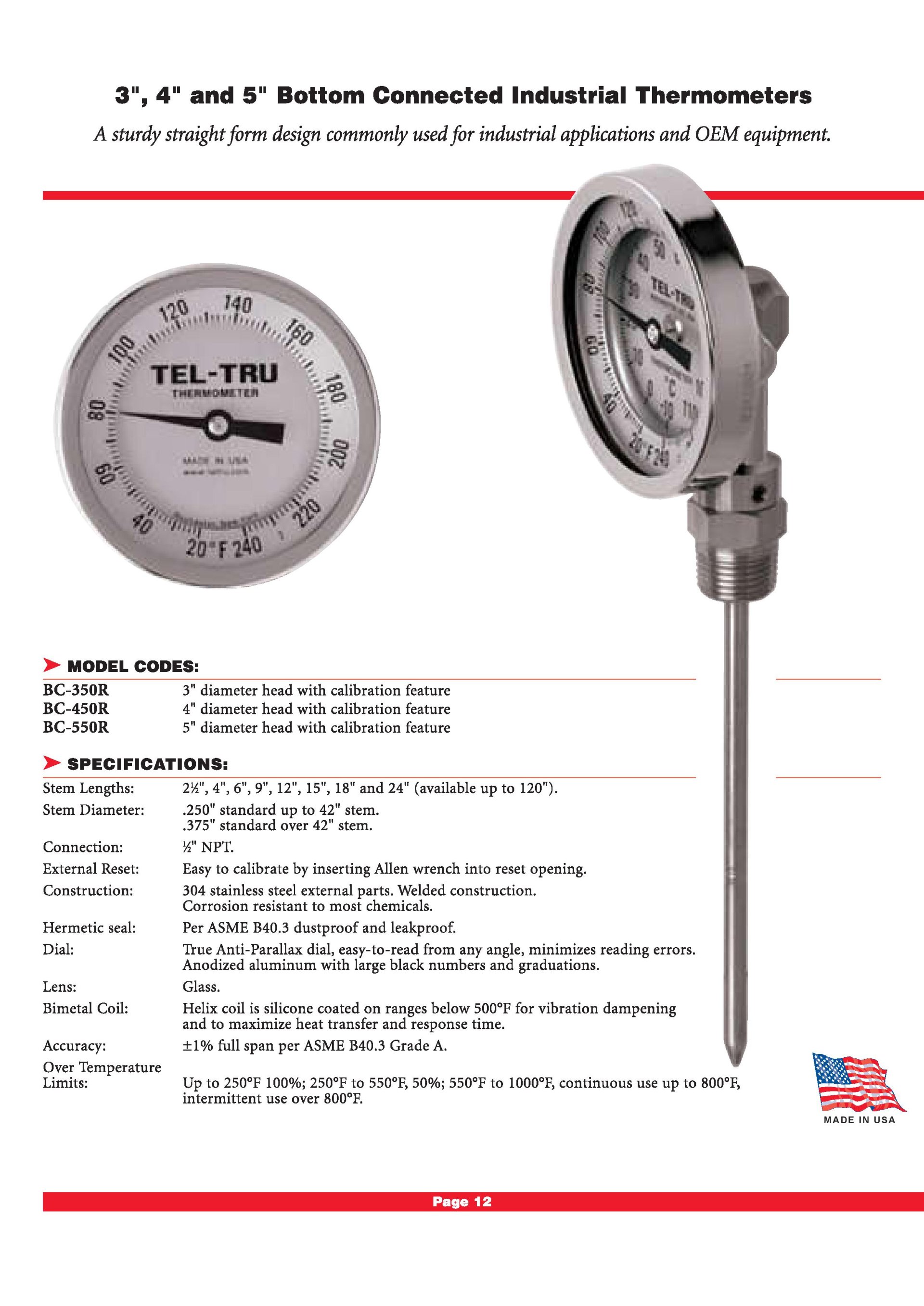 "Tel-Tru" Thermometer ( เกจวัดอุณหภมูิ ) - flowautomech