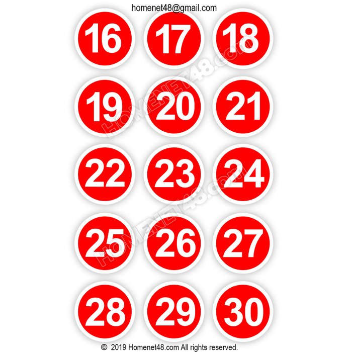 Circle number stickers for the restaurant table - homenet48
