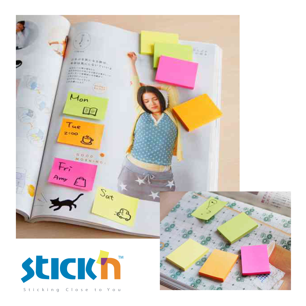 กระดาษโน๊ต Stick'n 21091 1.5" x 2" Neon - wattanaphan