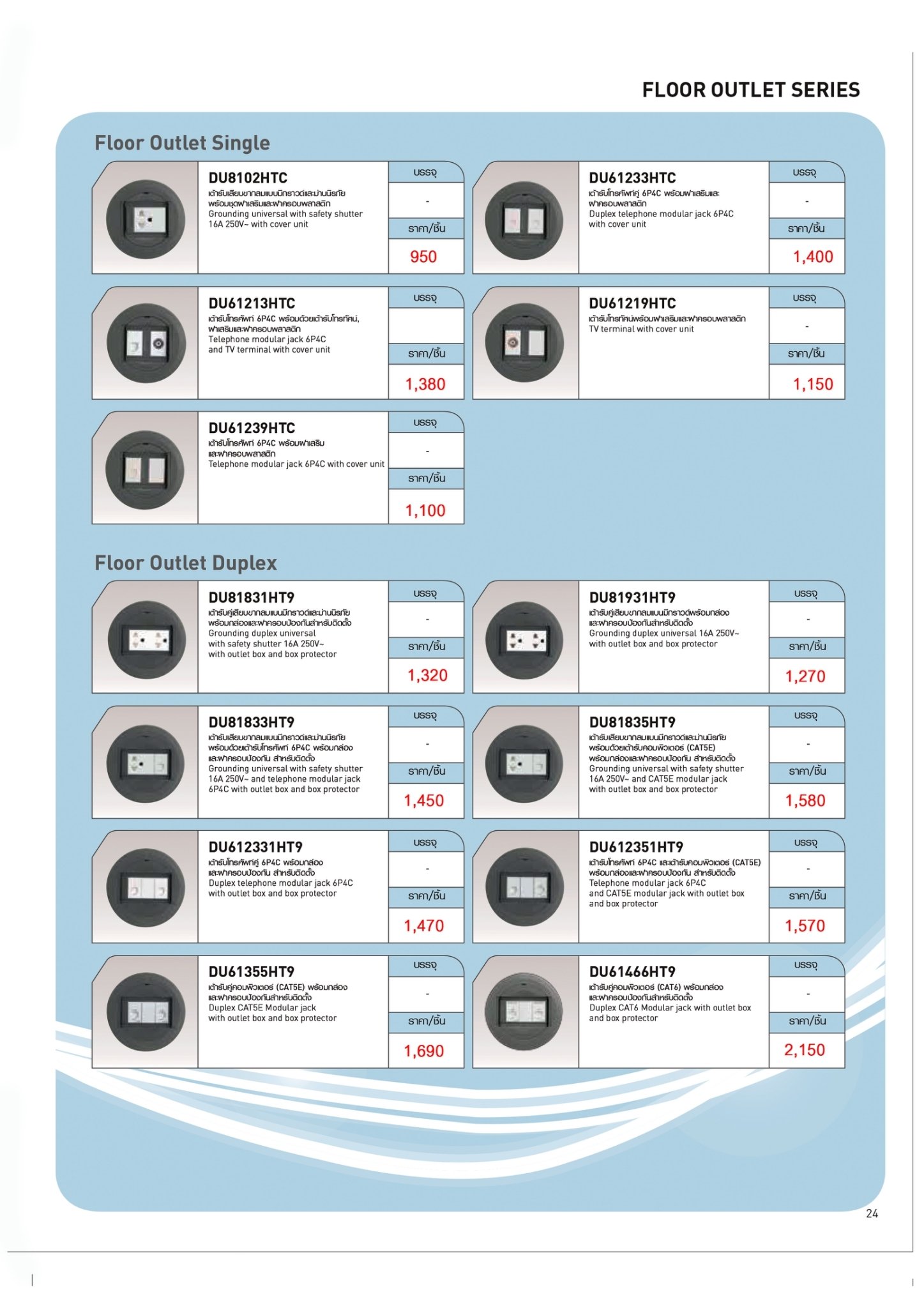 แคตตาล็อก ป๊อบอัพ ปลั๊กฝังพื้น (Pop Up Floor Outlet) Panasonic, HACO