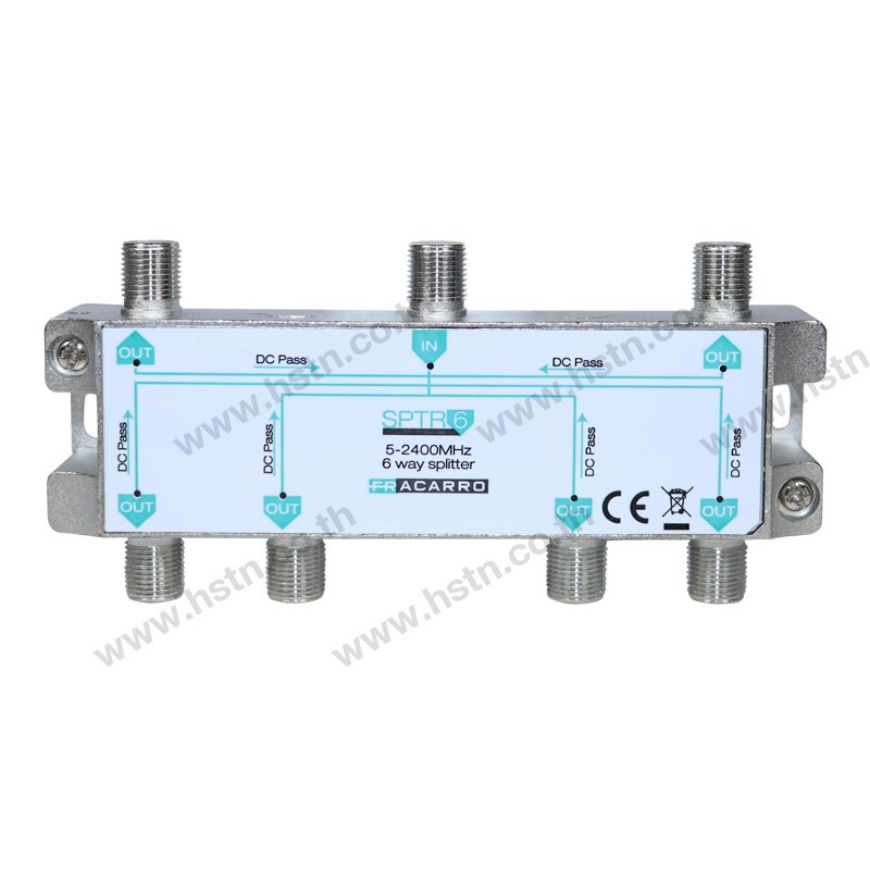 SPTR6 Fracarro Splitters 6 Way for TV and Satellite 5-2400MHz Standard EN 50083-4 & EN 50083-2 ...