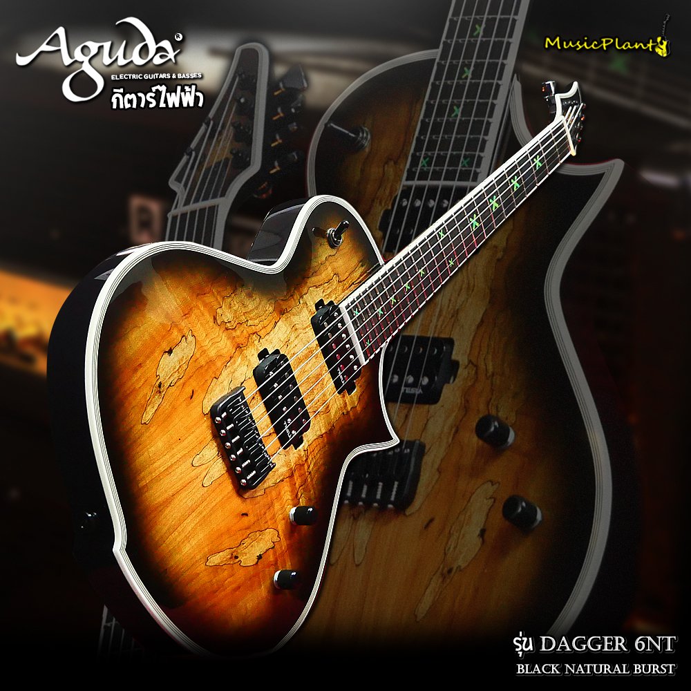 Aguda Electric Guitar กีตาร์ไฟฟ้า Metal รุ่น DAGGER 6NT Black Natural ...