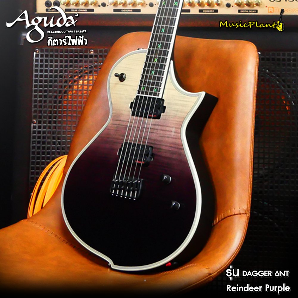Aguda Electric Guitar กีตาร์ไฟฟ้า Metal รุ่น DAGGER 6NT Reindeer Purple ...