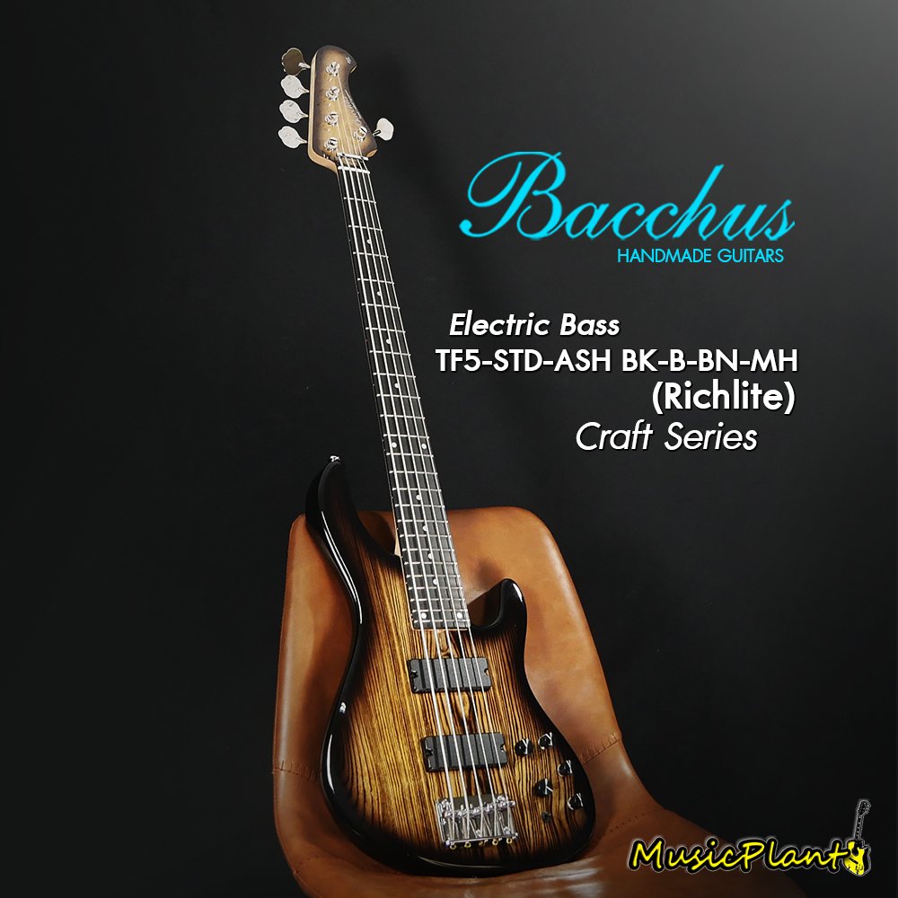Bacchus เบสไฟฟ้า รุ่น TF5-STD-ASH BK-B-BN-MH (Richlite) - musicplant