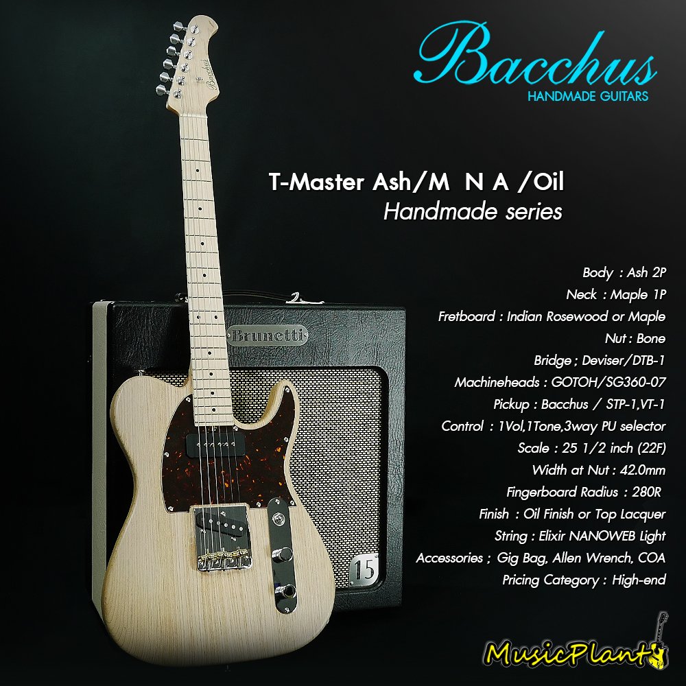 Bacchus กีตาร์ไฟฟ้า รุ่น T-MASTER ASH/M NA/OIL - musicplant