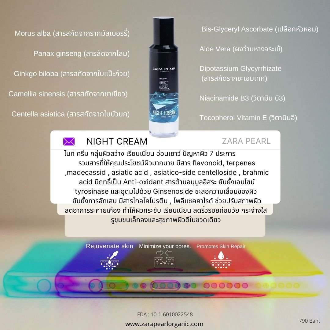 NIGHT CREAM ( ไนท์ ครีม ) ช่วยปรับสภาพผิวลดอาการระคายเคือง ทำให้ผิว ...