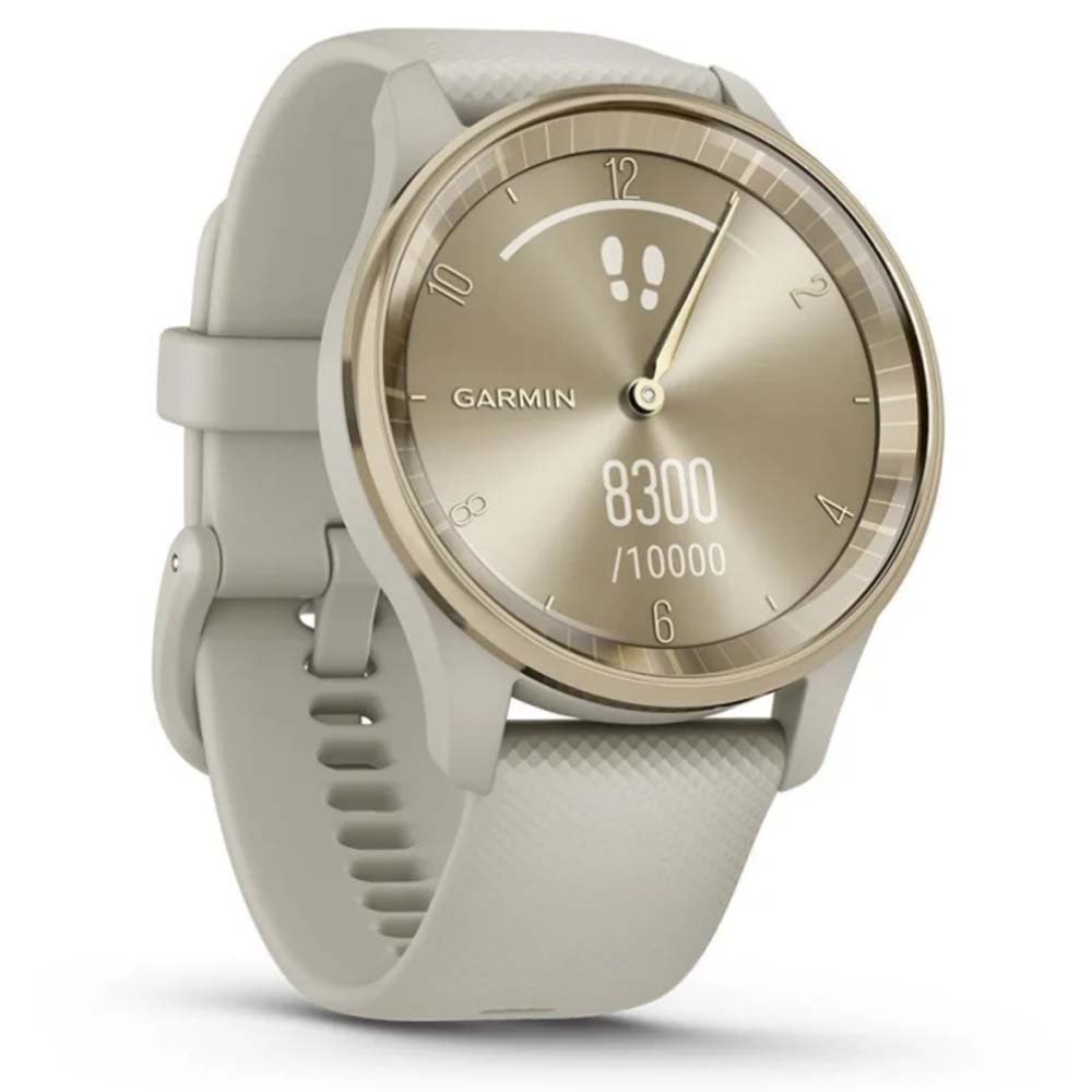 GARMIN VIVOMOVE TREND CREAM GOLD STAINLESS STEEL BEZEL WITH FRENCH GRAY ...
