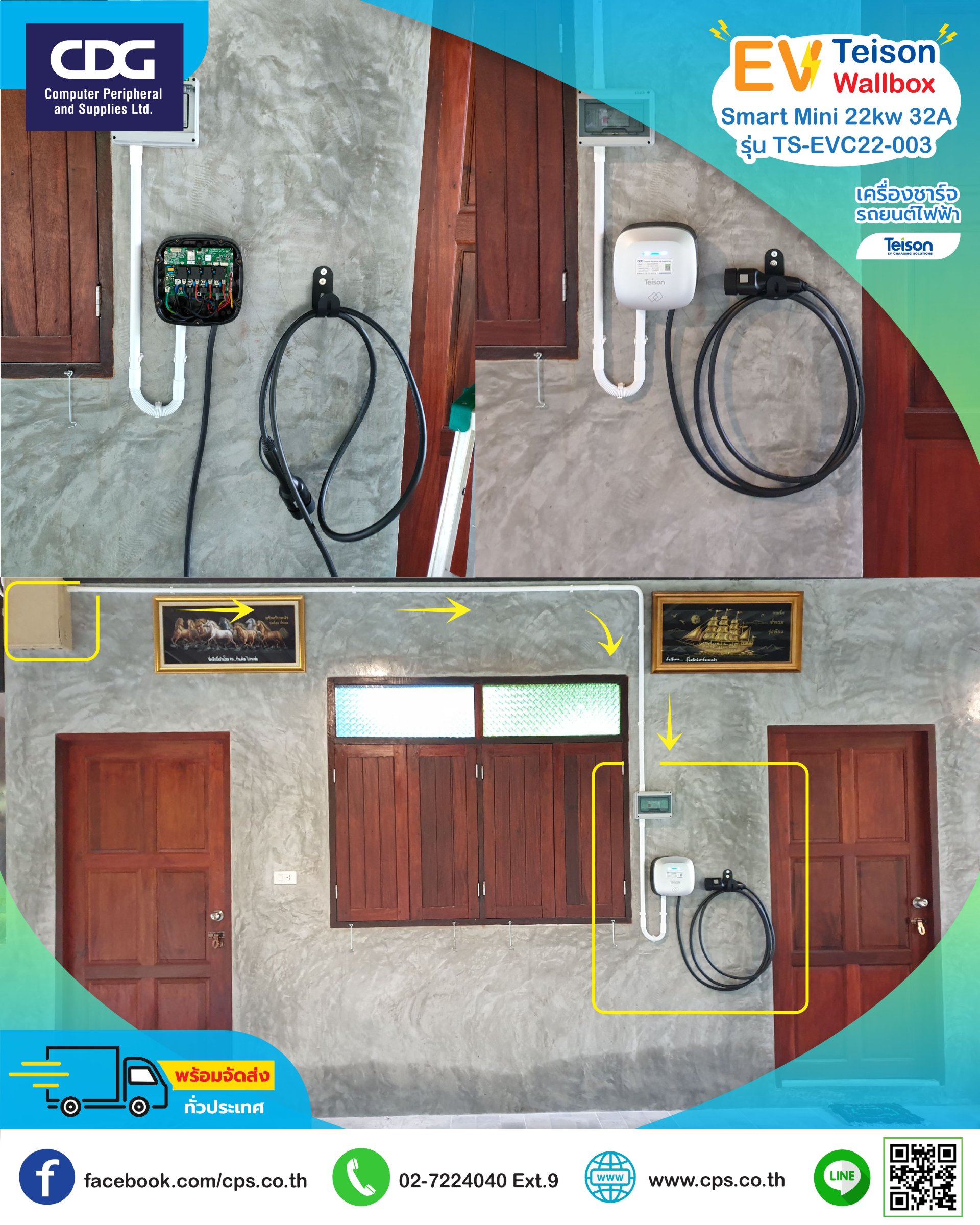 Teison EV Charger Wallbox Smart Mini 22kw 32A - cps