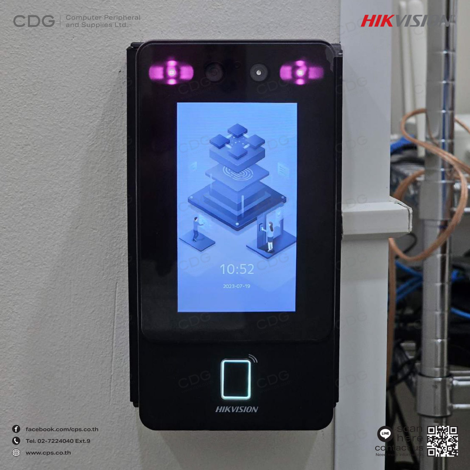 เครื่องสแกนใบหน้าและลายนิ้วมือ HIKVISION รุ่น DS-K1T342MFX - cps