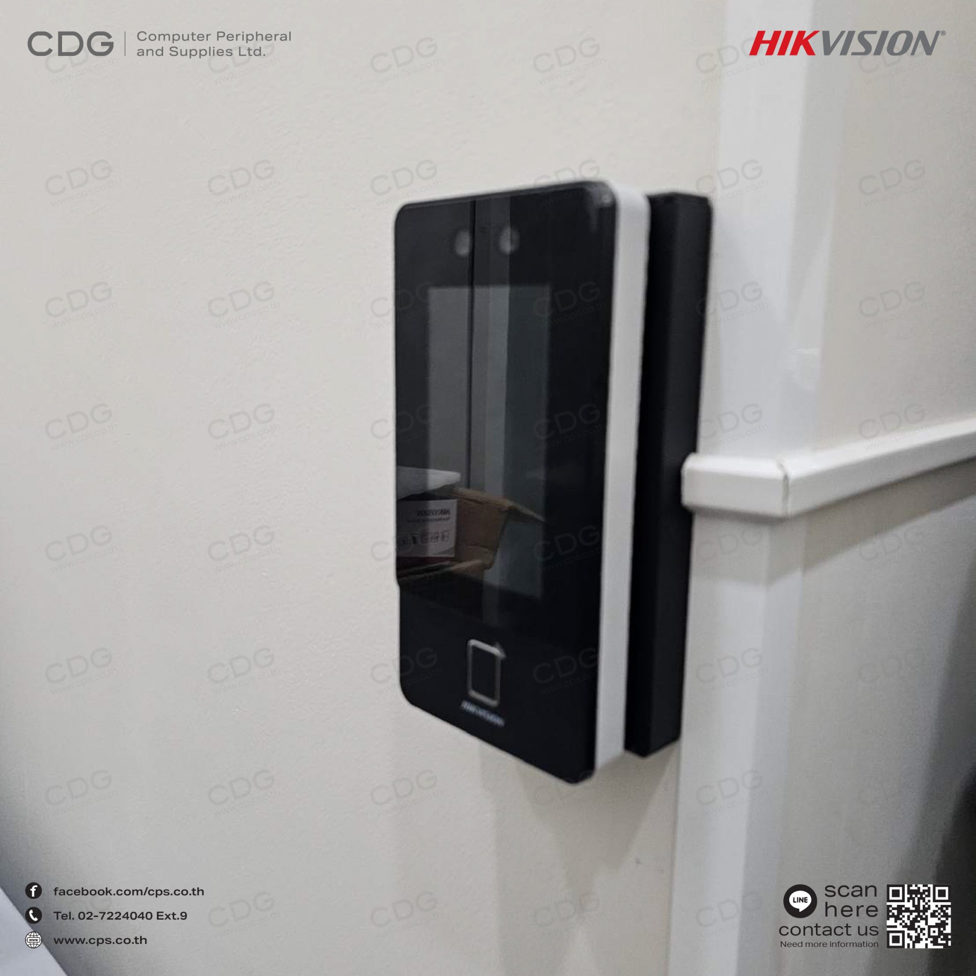 เครื่องสแกนใบหน้าและลายนิ้วมือ HIKVISION รุ่น DS-K1T342MFX - cps