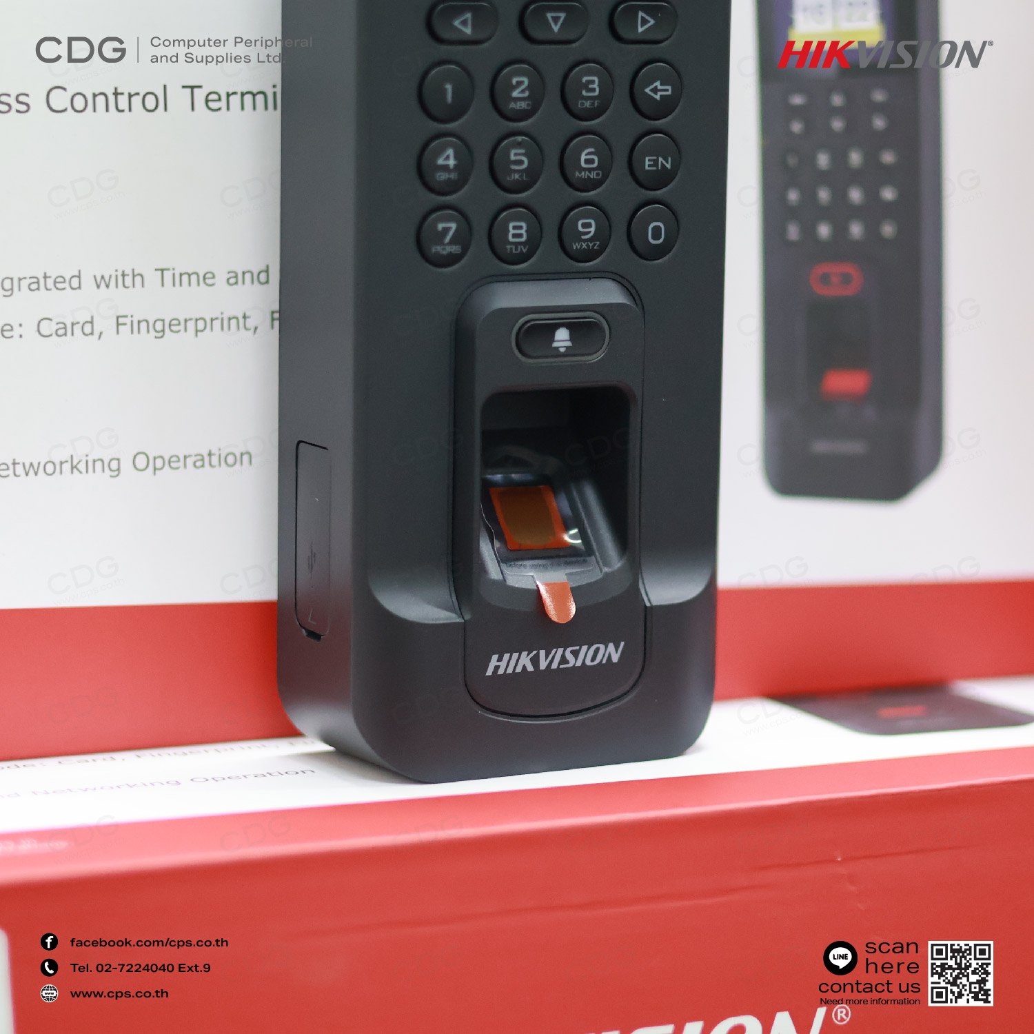 เครื่องสแกนลายนิ้วมือ Hikvision Finger Scan DS-K1T804BMF - cps